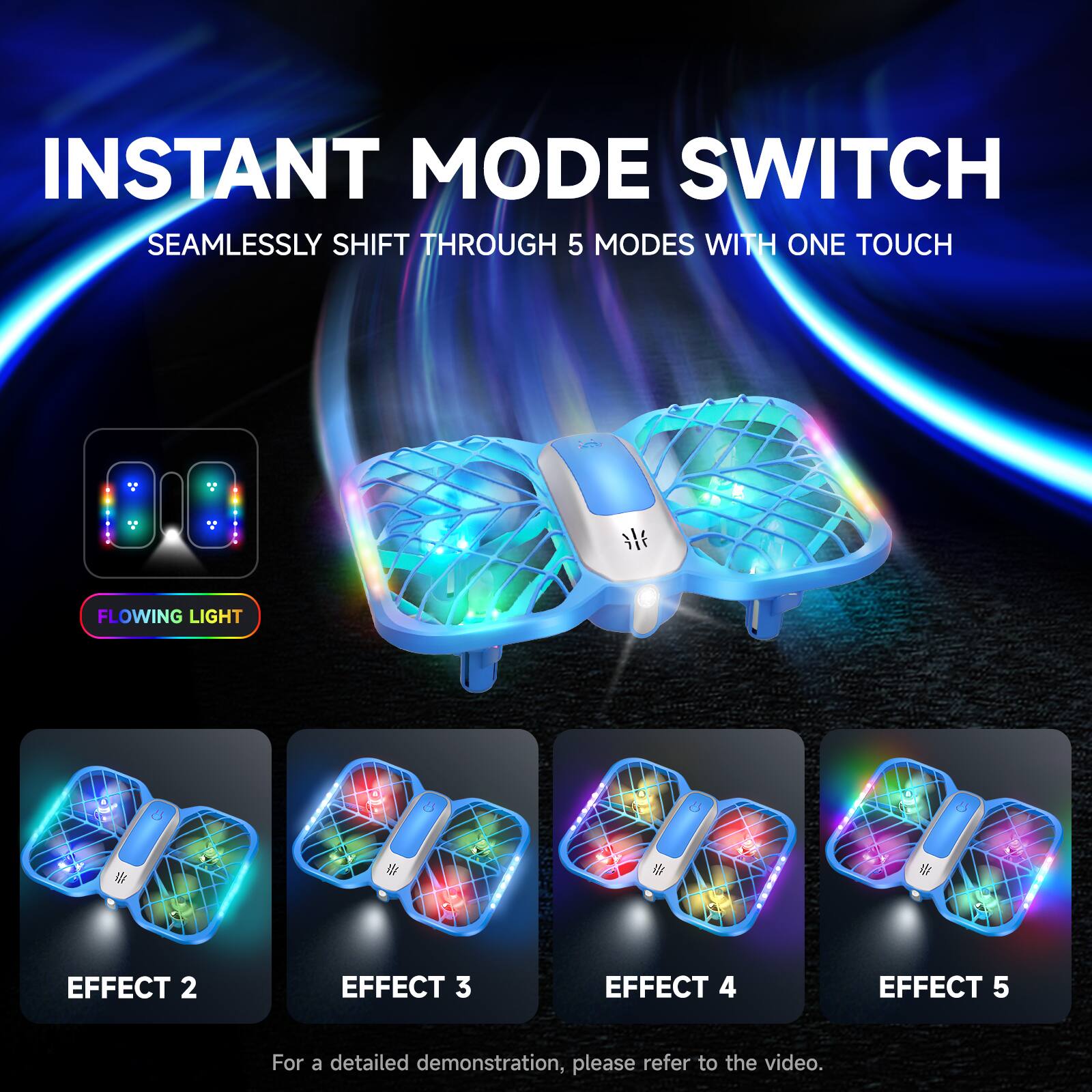 URANHUB Mini Drone with 5 Colorful Lighting Modes and Remote Controller ...