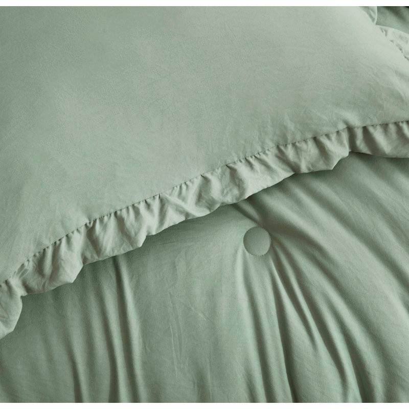 Hivvago Full Size Microfiber 3 Piece Comforter Set with Ruffled Edge ...