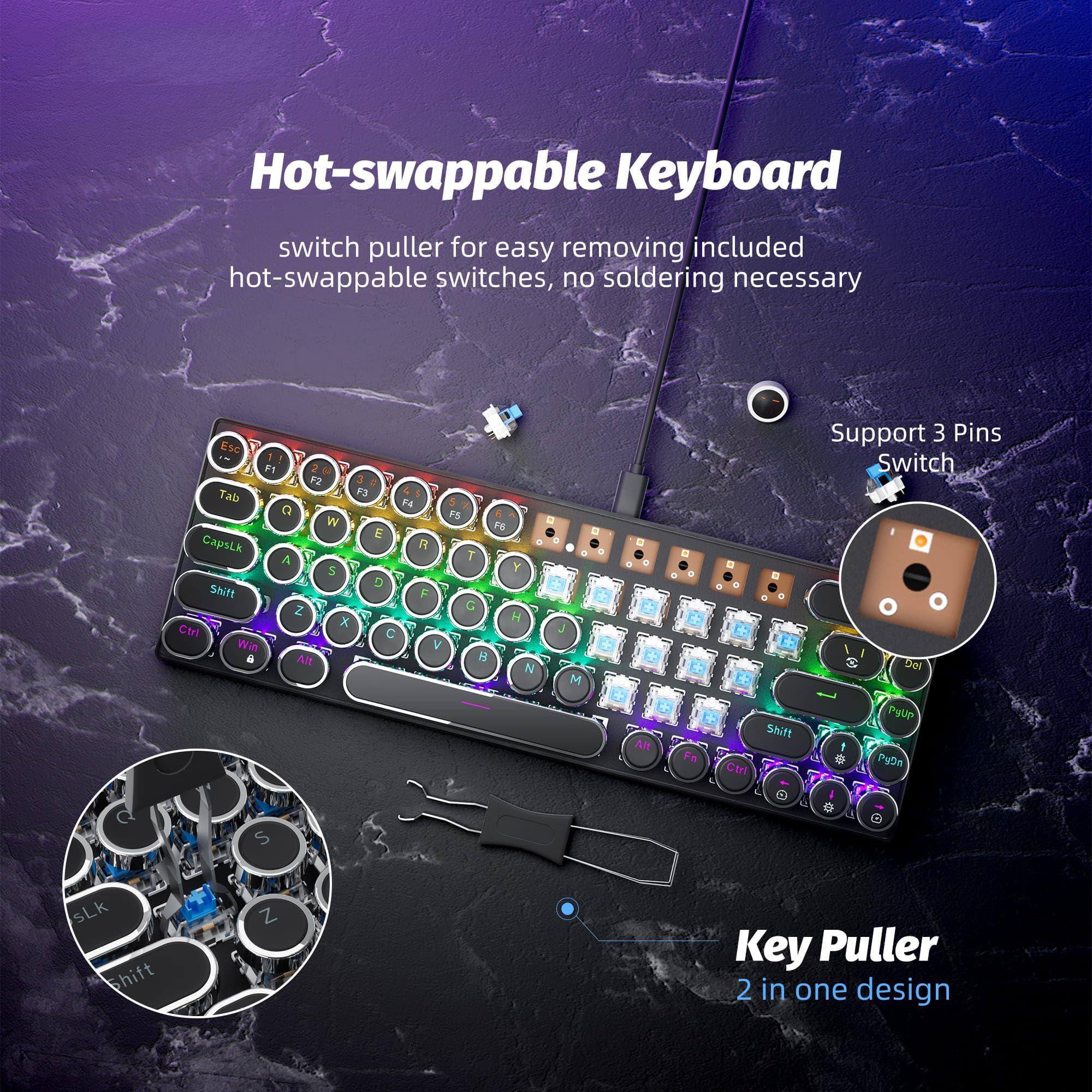 Stamp n Camp 65% Wired Mechanical Gaming Keybaord Compact 68 Keys Mini ...