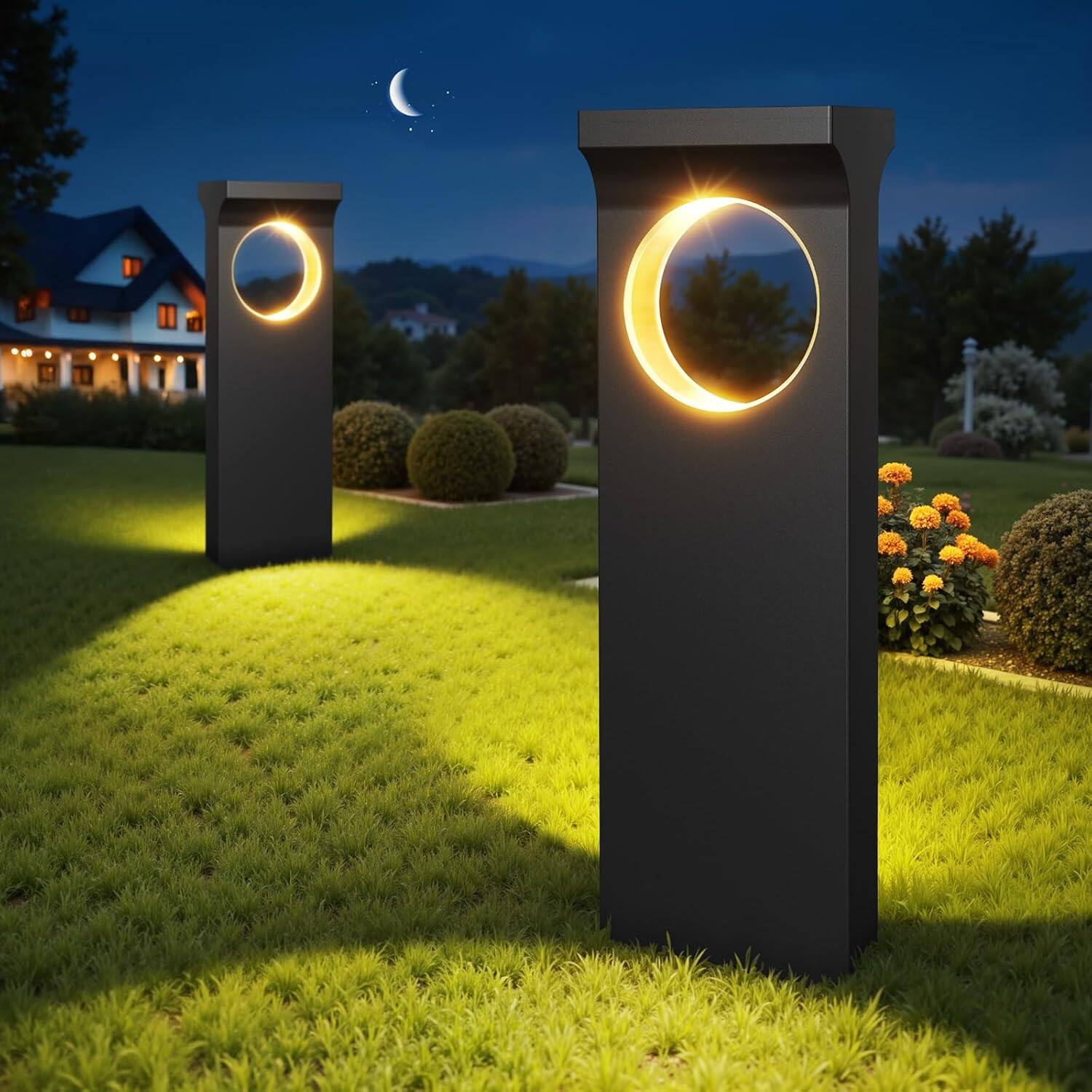 MOSZAR LLC 6 Pack Solar Pathway Lights – Waterproof Moon Pattern ...