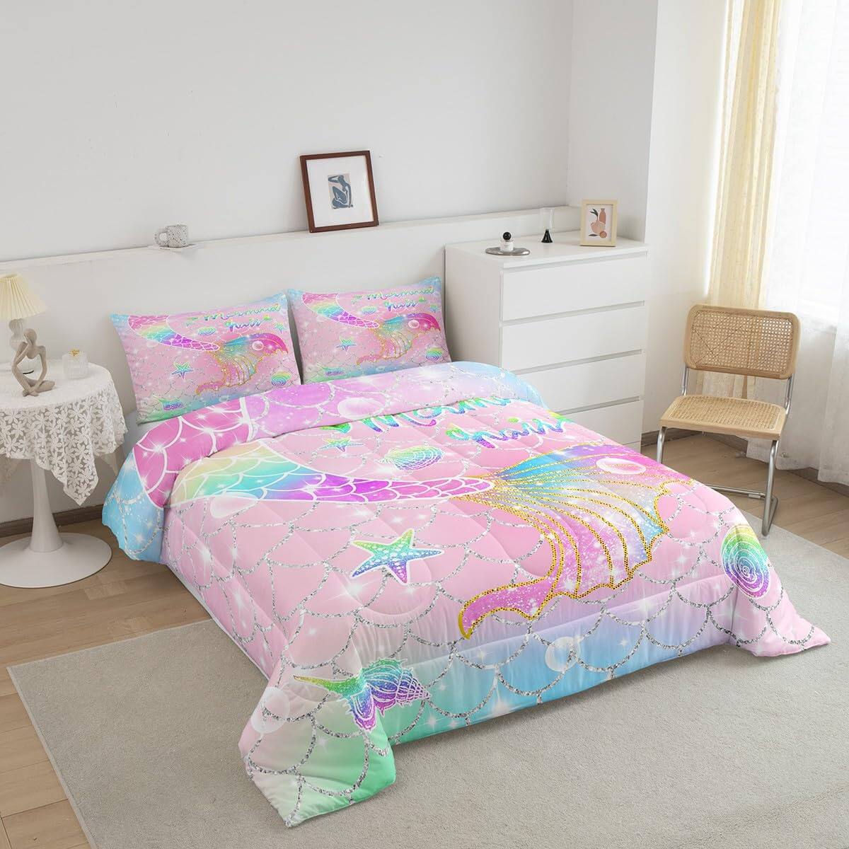 Reds Spade Mermaid Comforter Set Size For Tail Printed Bedding Cute ...