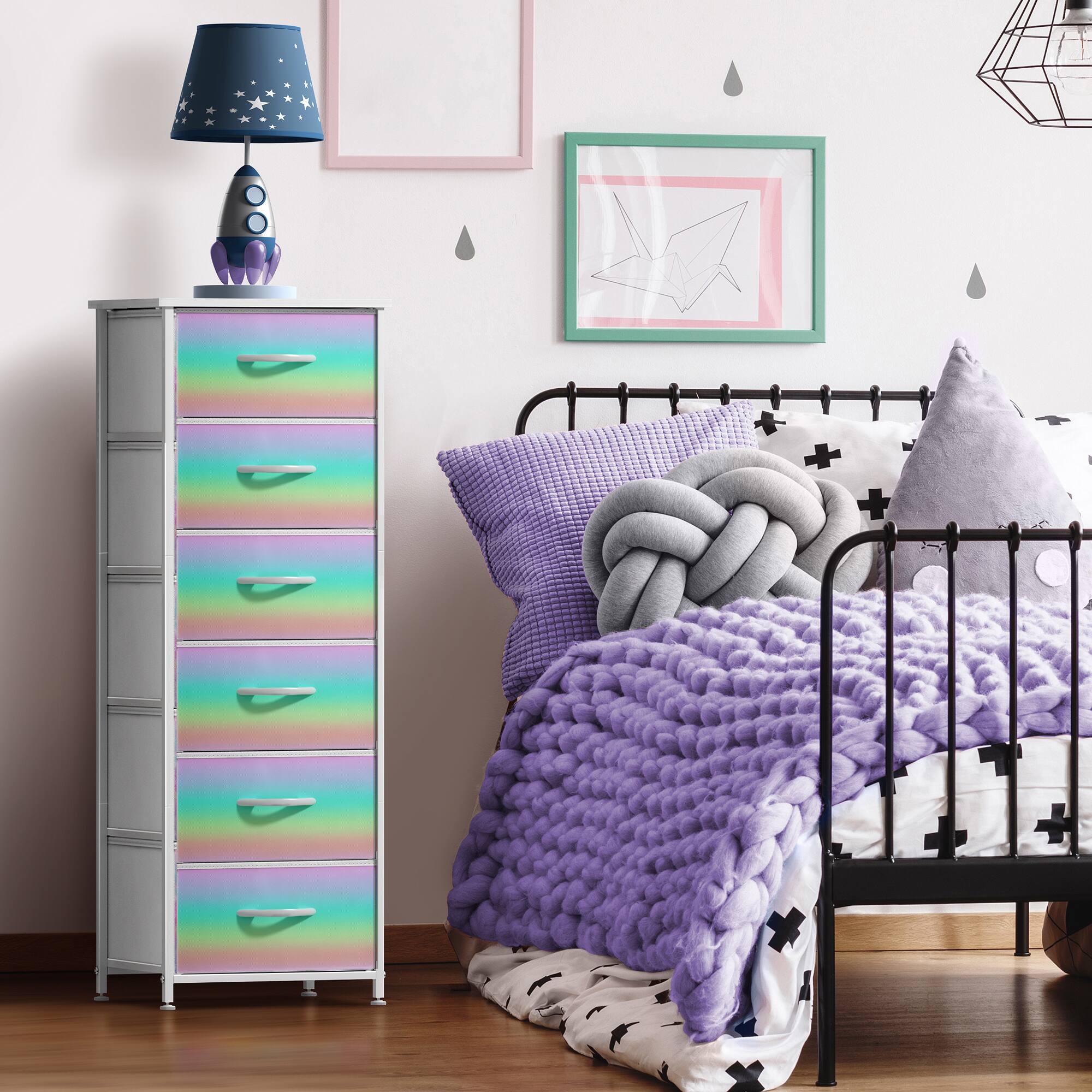 Sorbus Fabric Dresser for Kids Bedroom Chest of 6 Drawers, Tall Storage ...