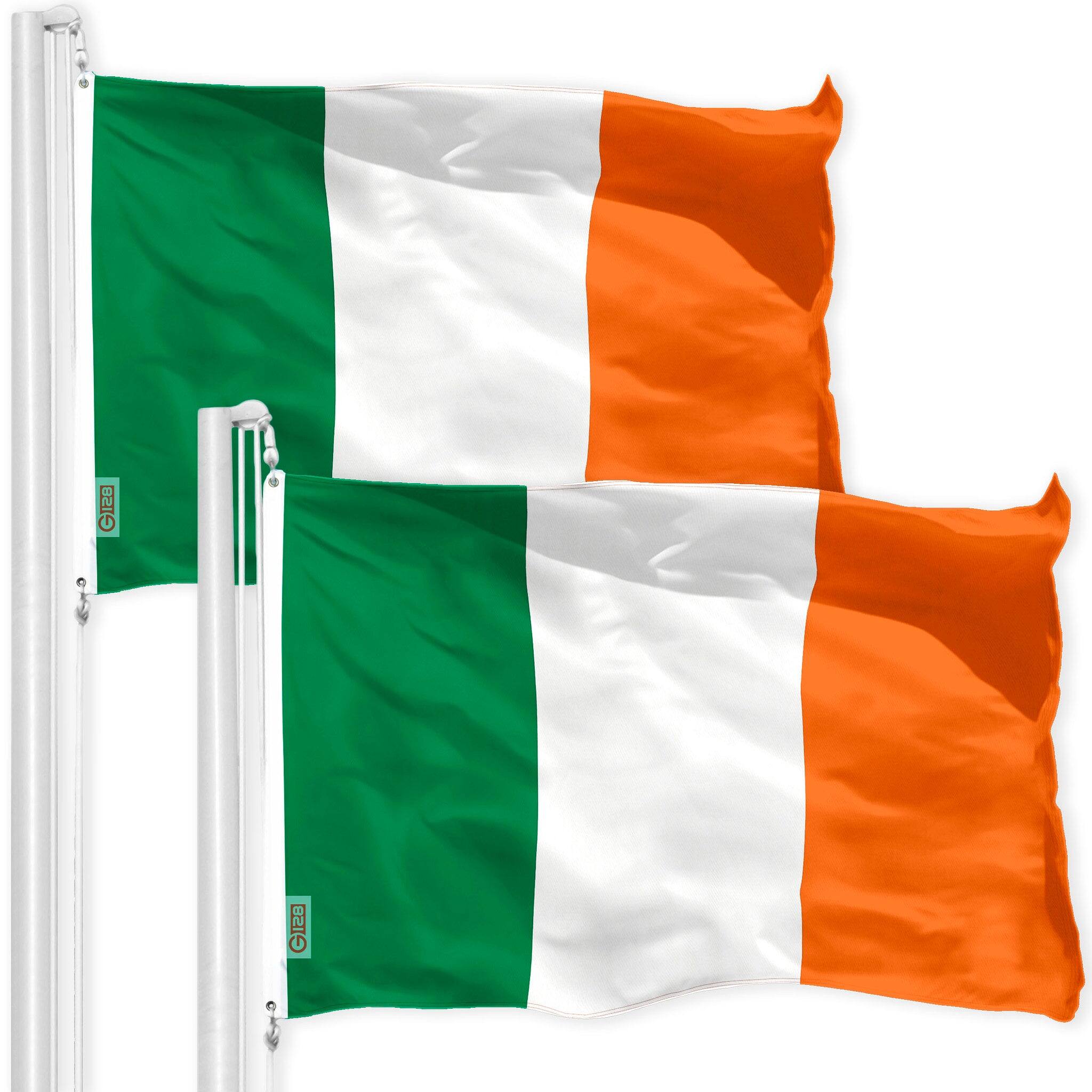 G128 2 Pack Ireland Flag 4 ft x 6 ft 150D Polyester with Brass Grommets ...