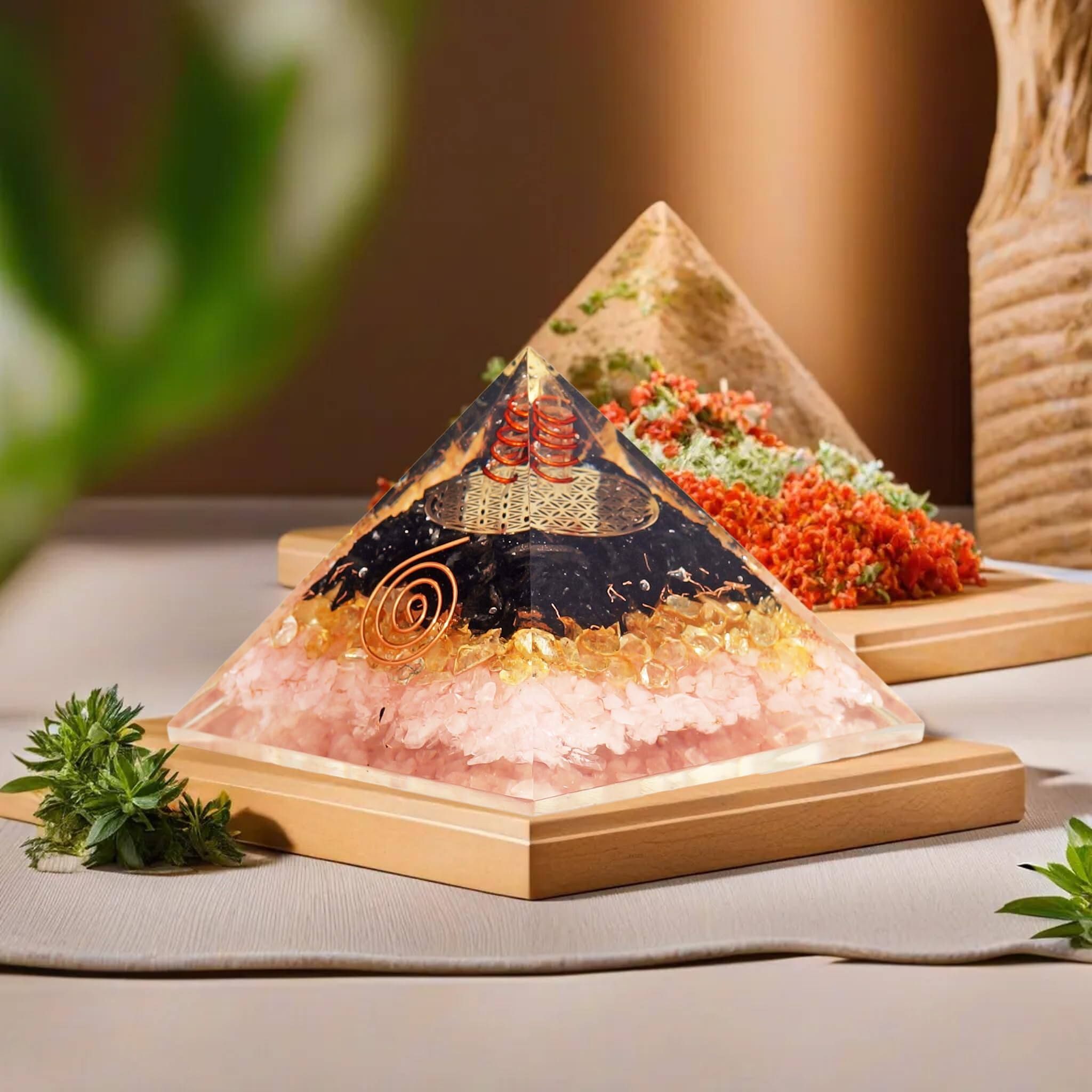 Refined Abode Design Triple Protection Orgone Pyramid: Black Tourmaline ...