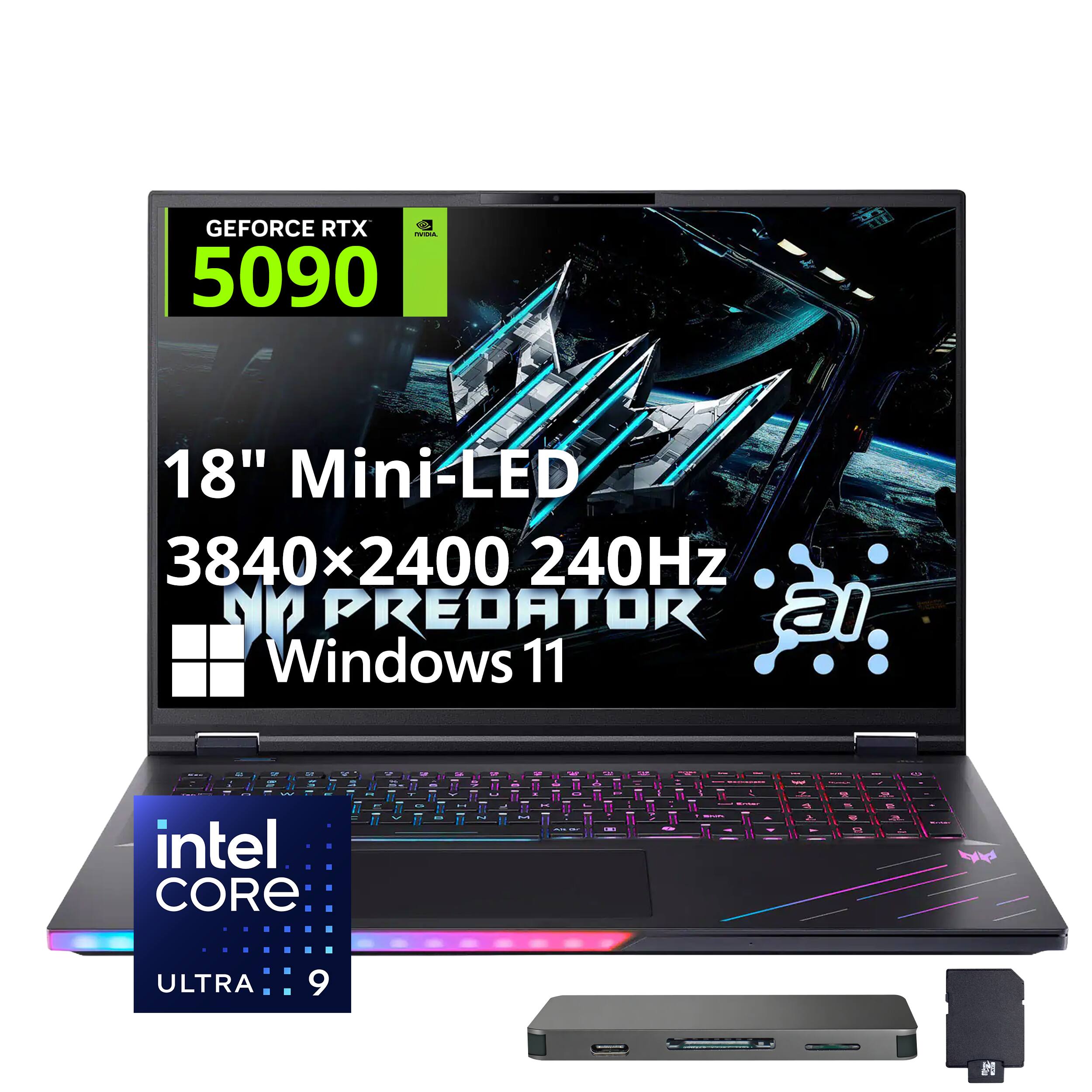 Acer Upgraded Predator Helios 18 AI 18" 240Hz Gaming Laptop 3840 x 2400 ...