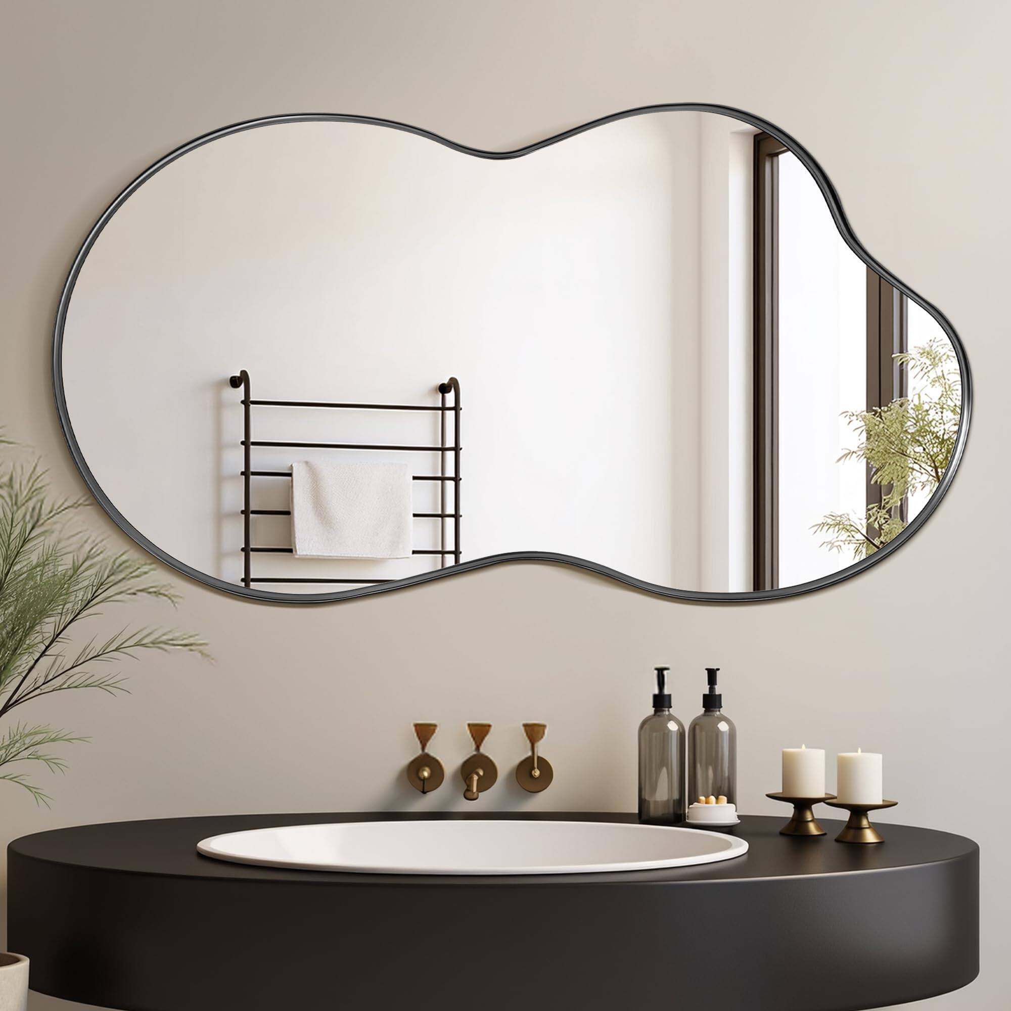 Comfort Essence Irregular Wall Mirror 36"x24" Bathroom Asymmetrical ...