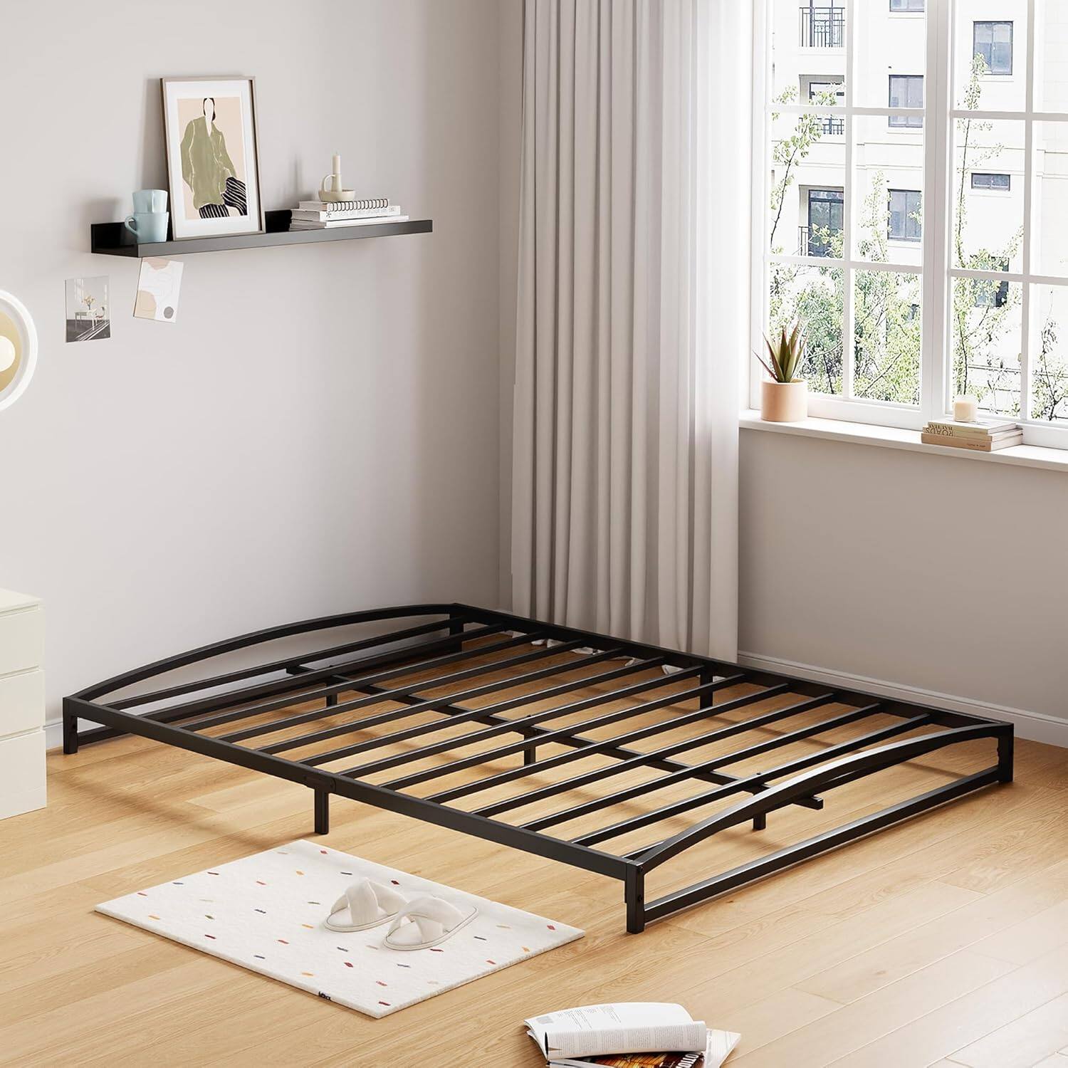 Qeetex Heavy Duty Low Metal Bed Frame, 6 Inch Platform Base, No Box ...