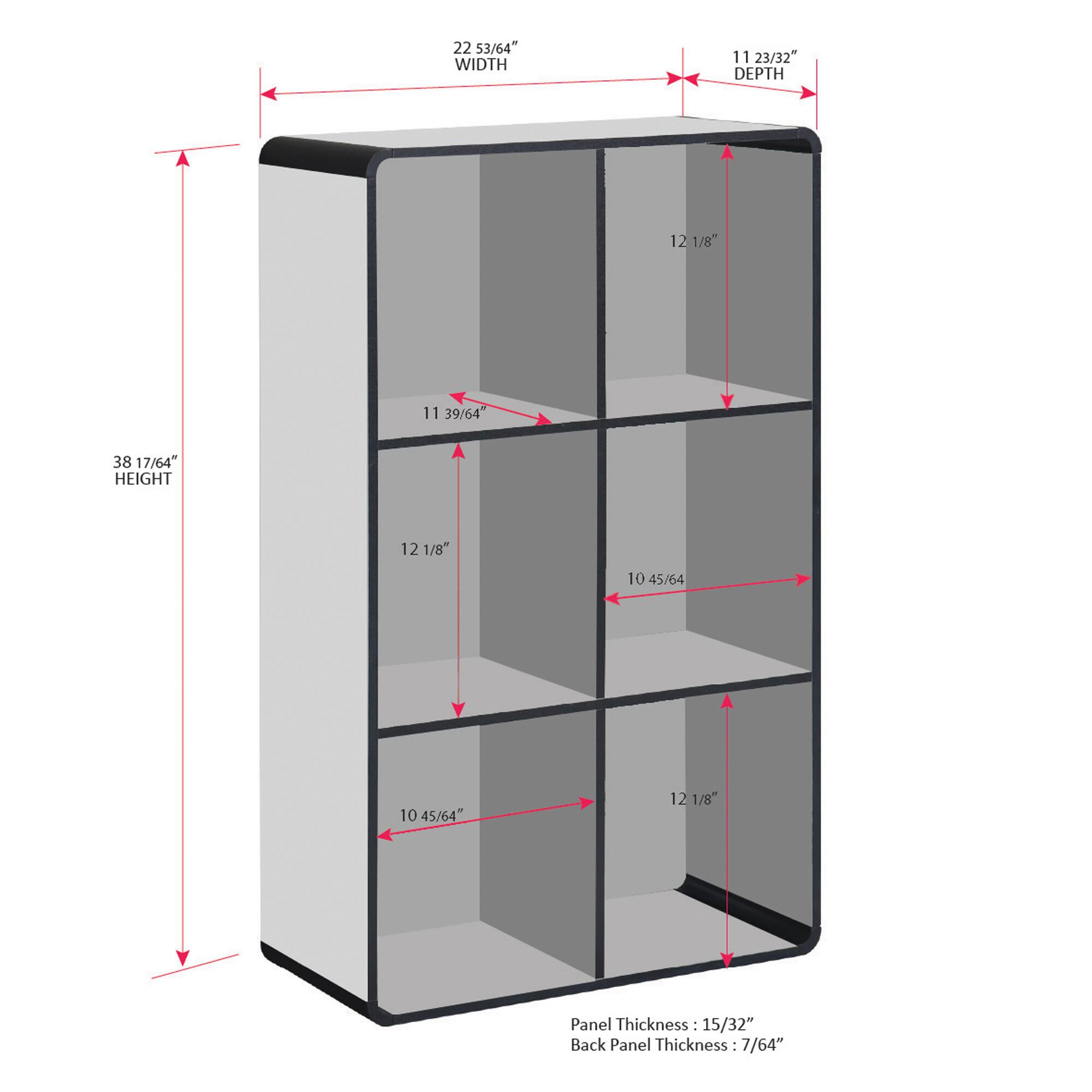 Kings Brand Furniture Dothan Wood 6 Cubed Open Bookcase Storage Shelf ...