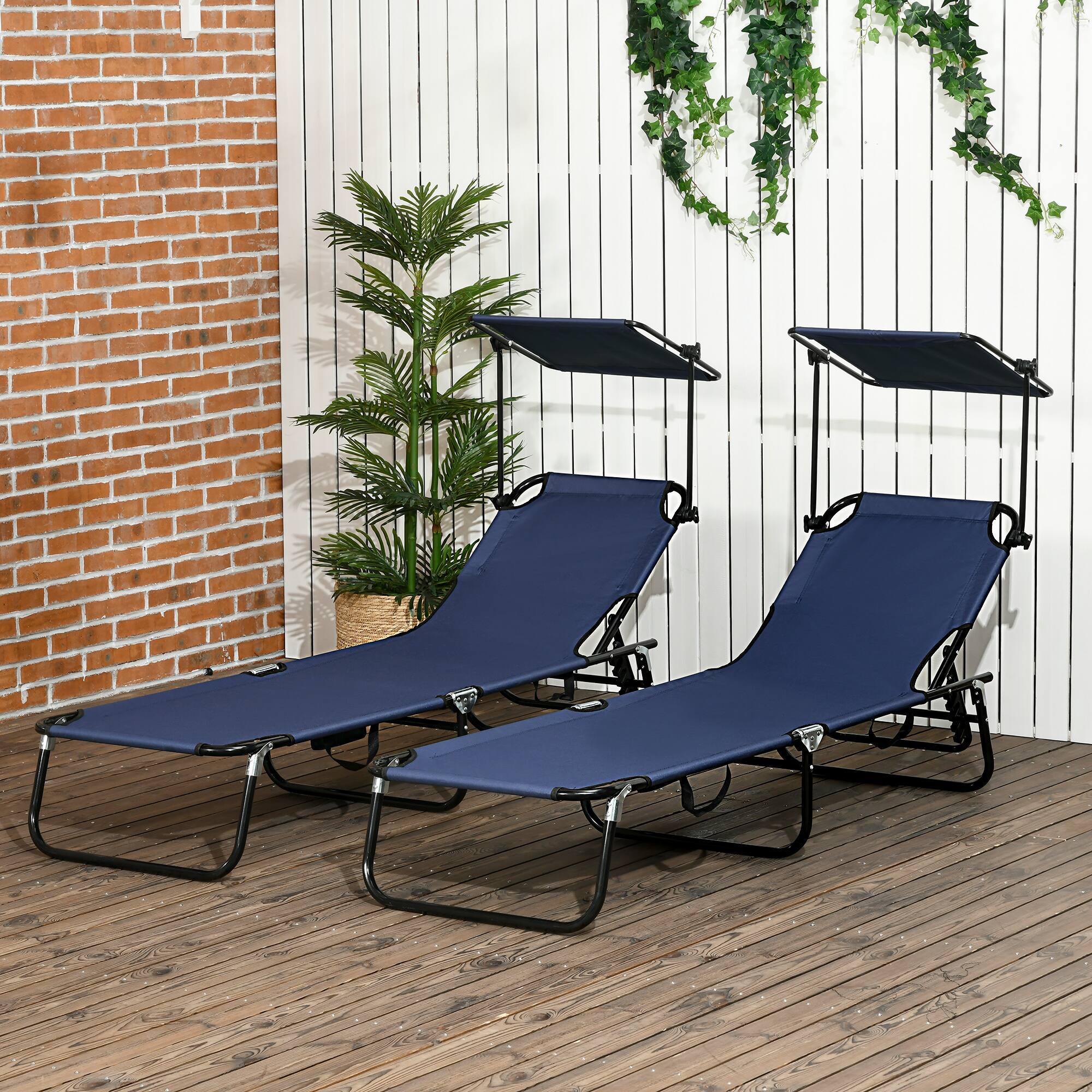 Outsunny Lounge Pool Lounge Chairs Set of 2,Outdoor Sun Tanning Chairs ...
