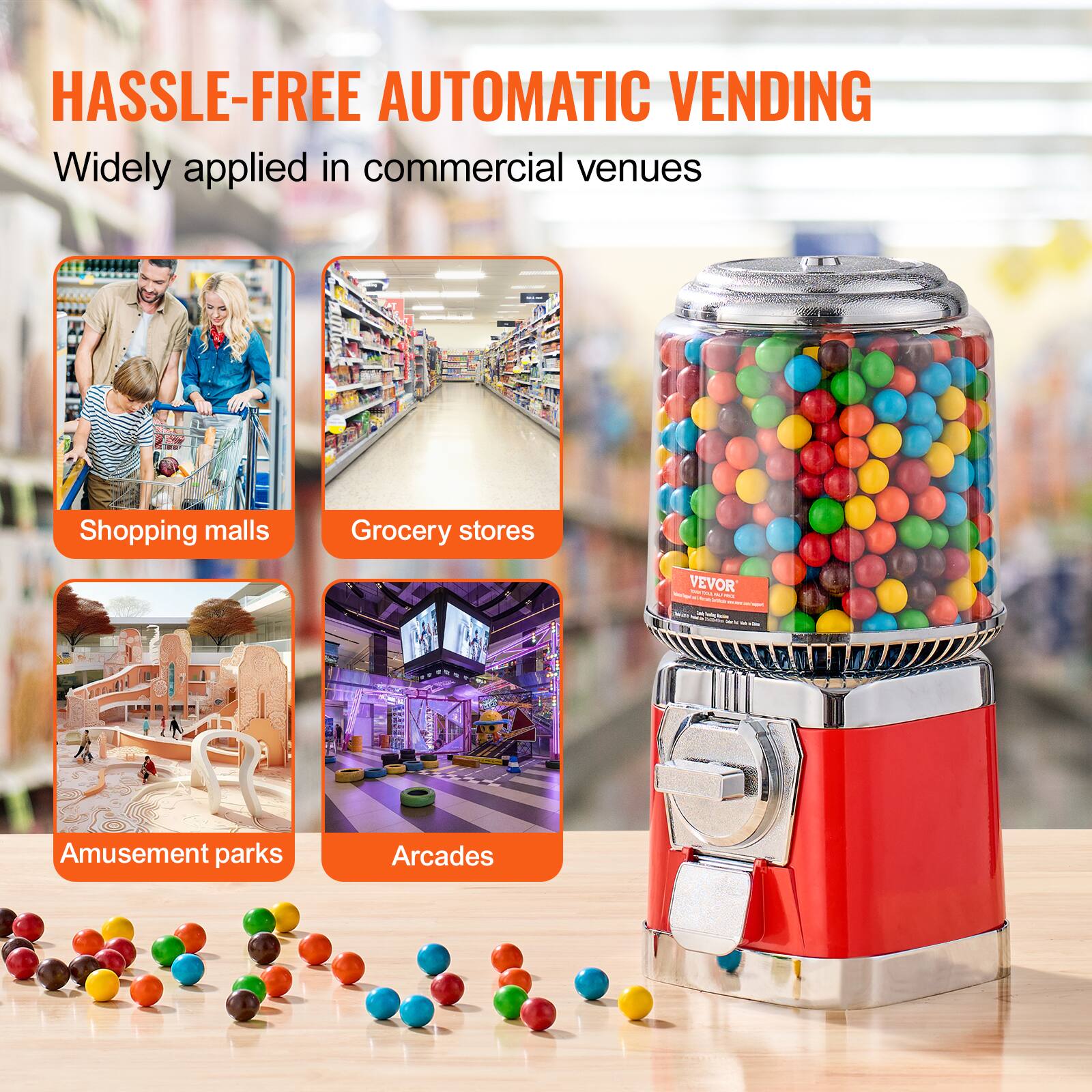 VEVOR Gumball Machine for Kids, 16"H Home Candy Vending Machine,PC ...