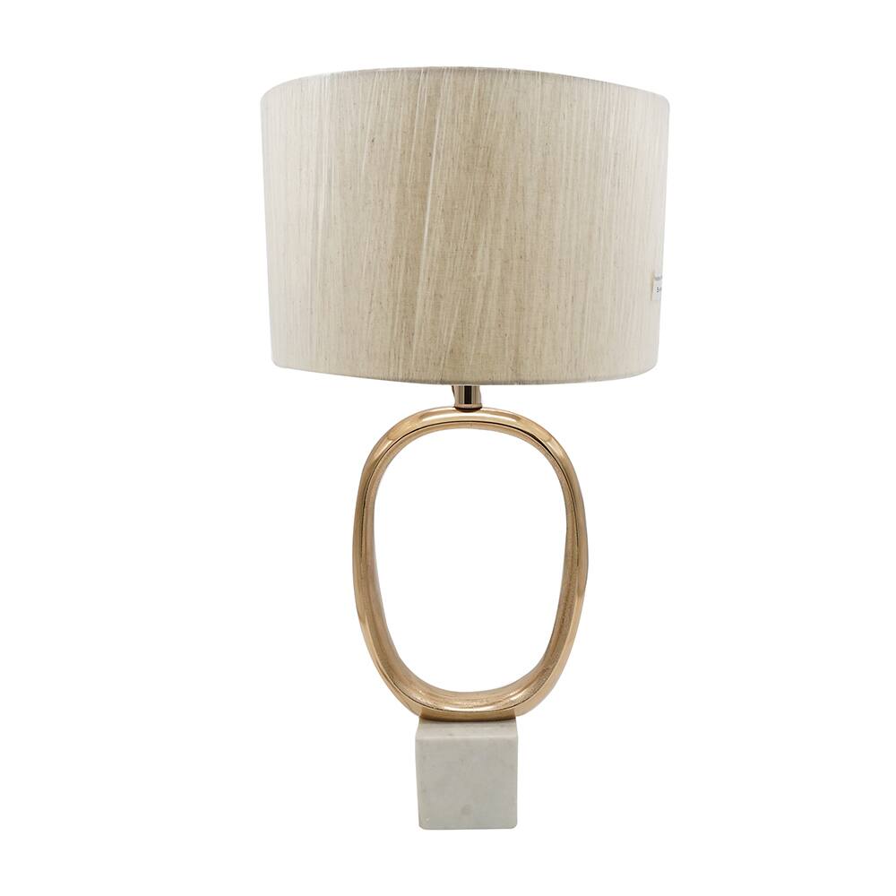 Dexmalle Dexmalle Oval Shape Cut Out Metal Table Lamp with Cream Linen ...