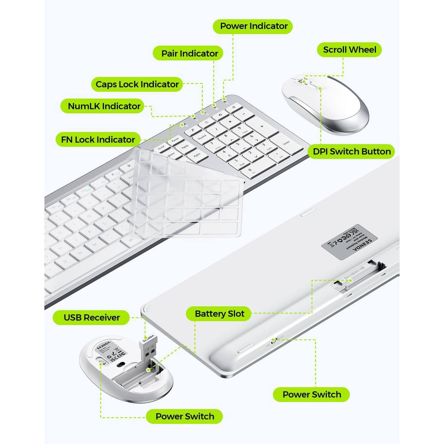 Stamp n Camp Wireless And Mouse Combo Full Size Slim Thin With Numeric ...