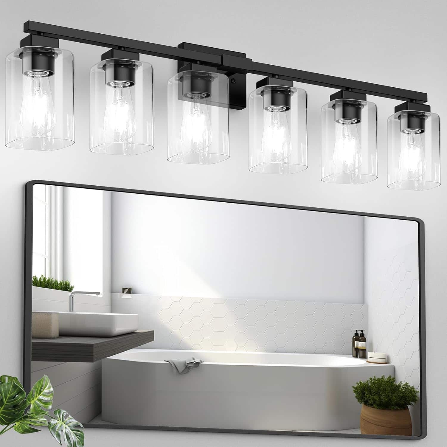 Nordic Hygge - 37 inches 6-Light Bathroom Light Fixture, Modern Vanity ...