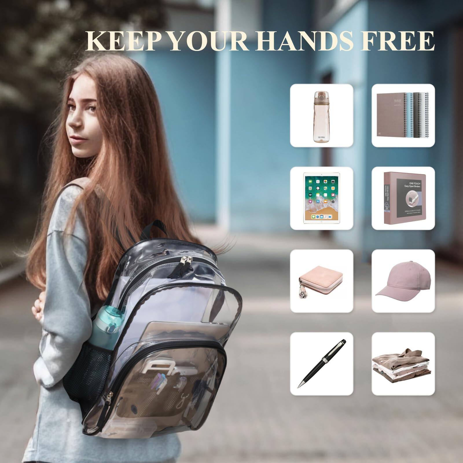 Stamp n Camp Clear Backpack 17 Inch Heavy Duty Backpacks For School ...