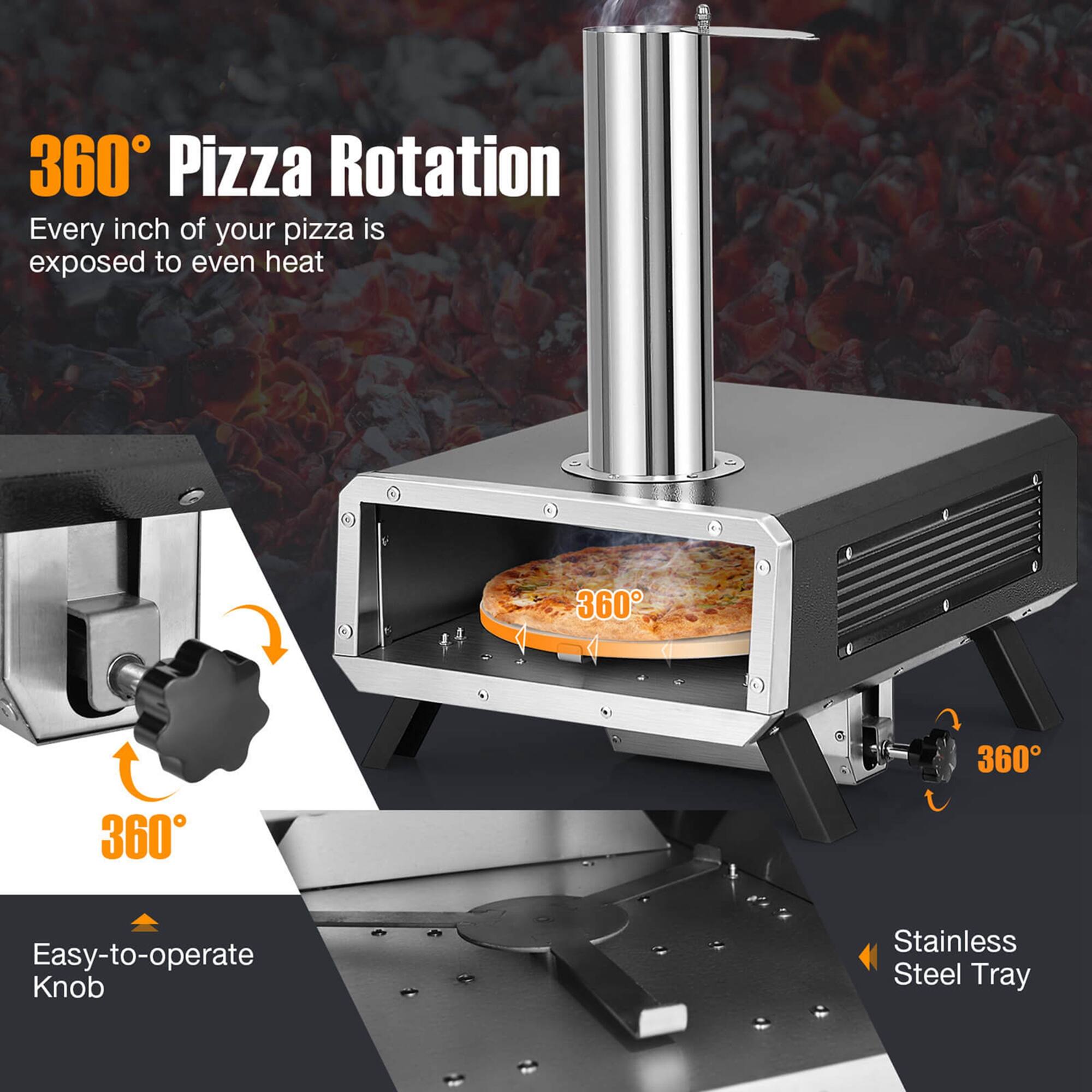 Costway Outdoor Pizza Oven Wood Pellet Pizza Stove with 12" Round ...