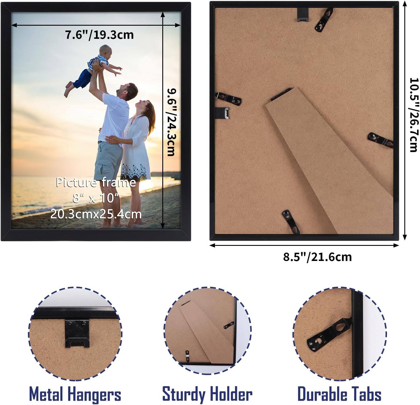 blue 18 Packs 8x10 Black Multi Plastic Picture Frames Set with Plastic ...