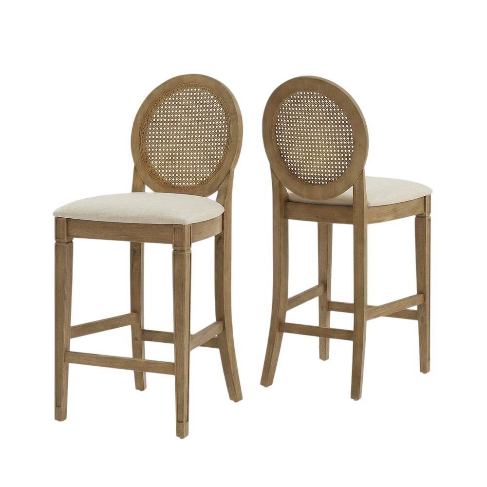 FurniFact Cane Back Counter Stool Set with Stylish Design and Durable ...