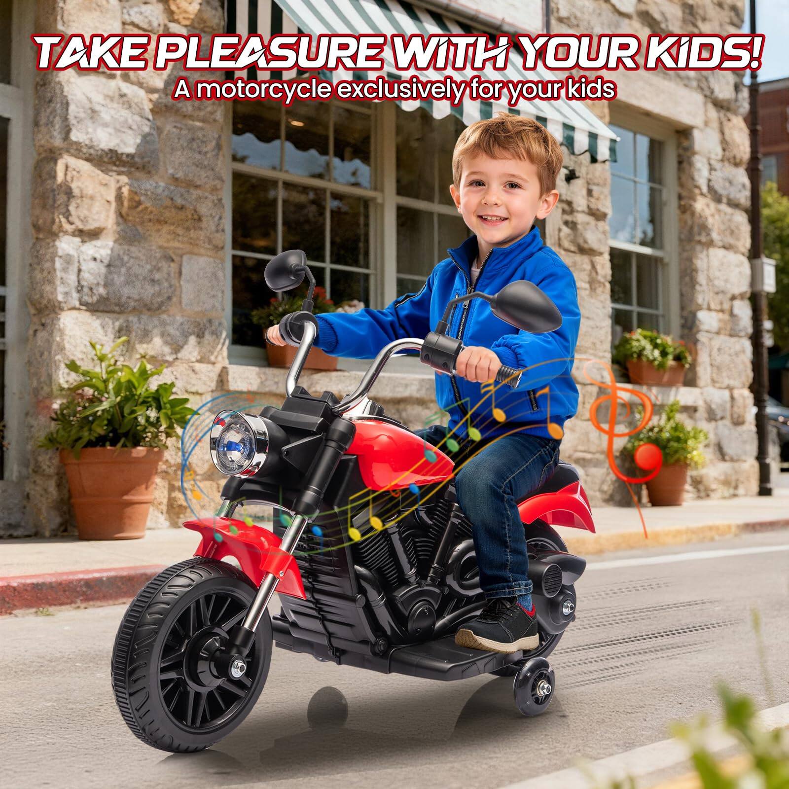 Jojoka 12V Electric Dirt Bike, Kids Motorcycle with Training Wheels, Reverse for 3 5 Years Red ...