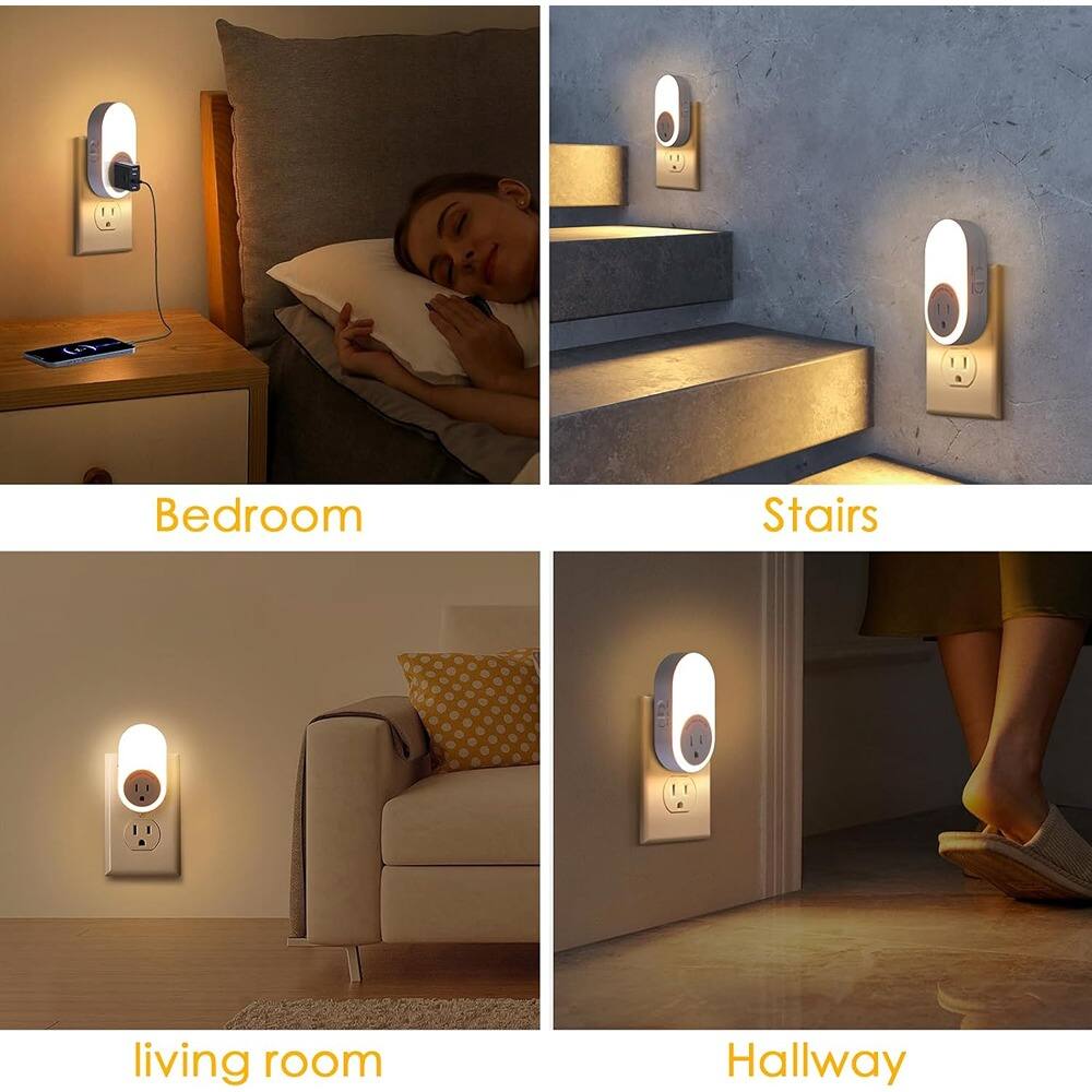 ACJPR Plug In Wall Night Light with Dusk to Dawn Sensor and Power ...