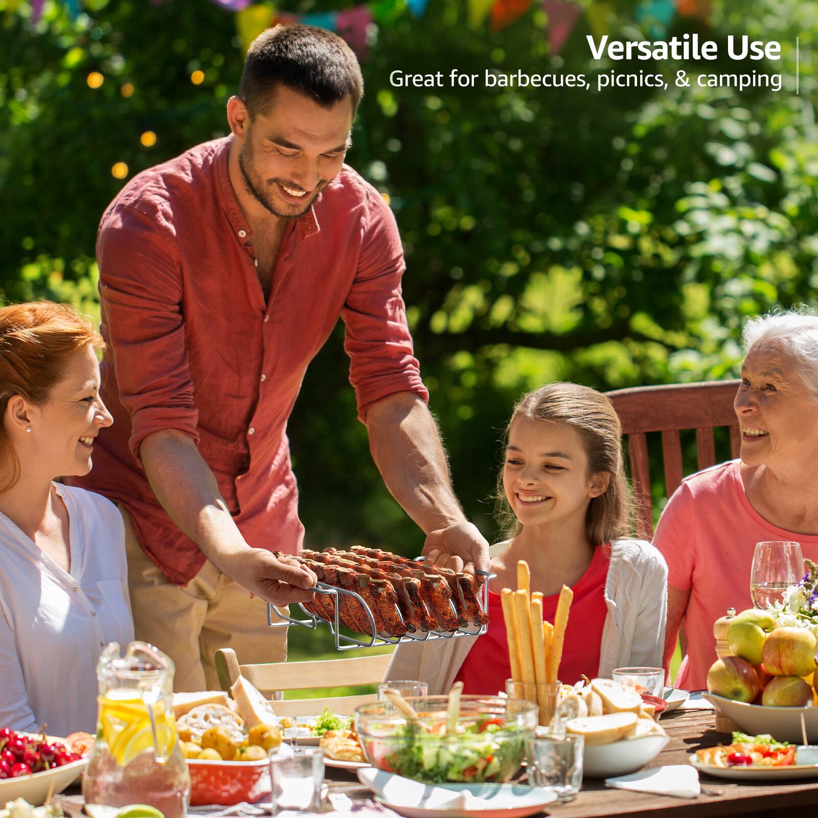 Sorbus BBQ Non Stick Rib Rack Holds 4 Rib Racks for Grilling ...