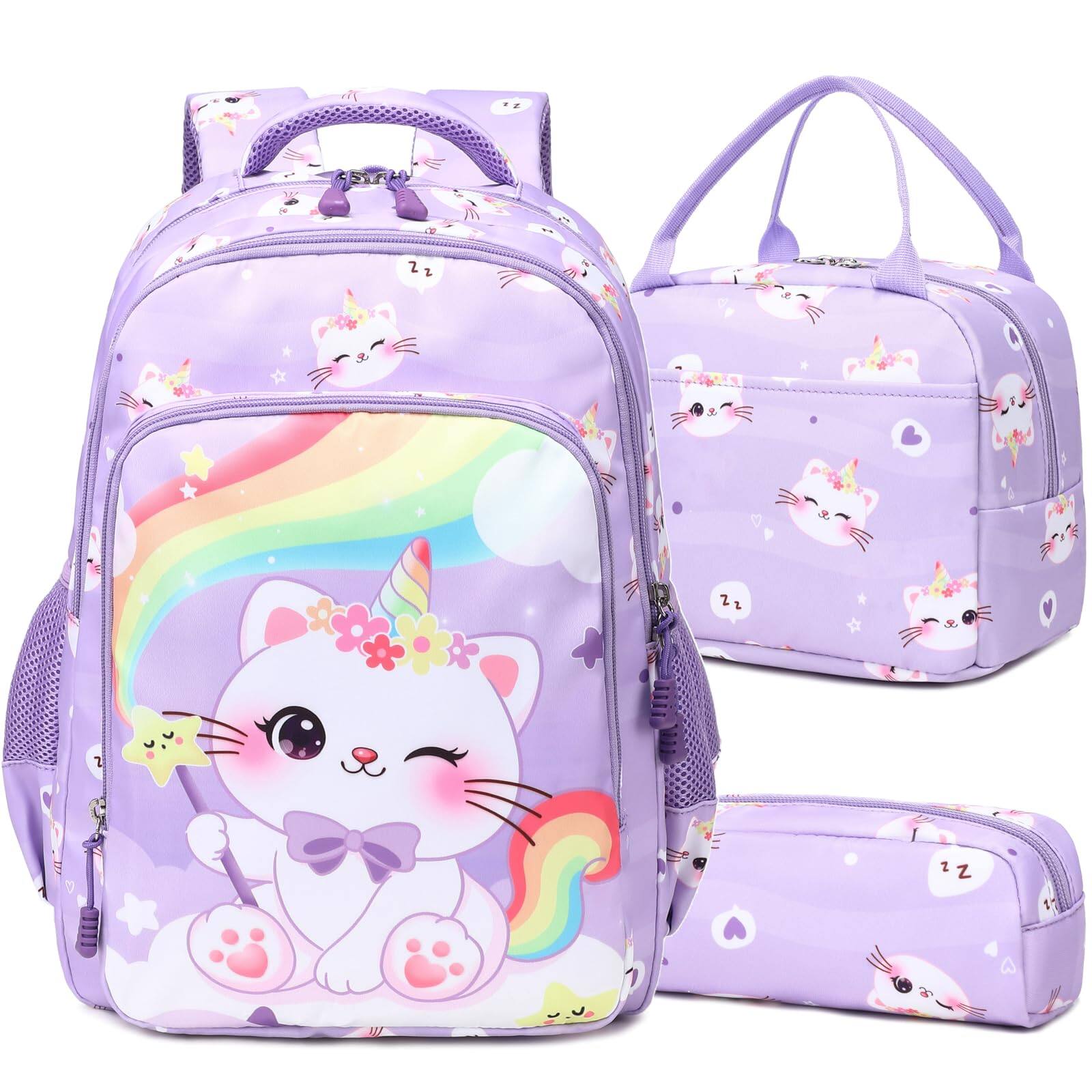 Cozy Serene Backpack For Elementary School Bookbag Set Cute Unicorn ...