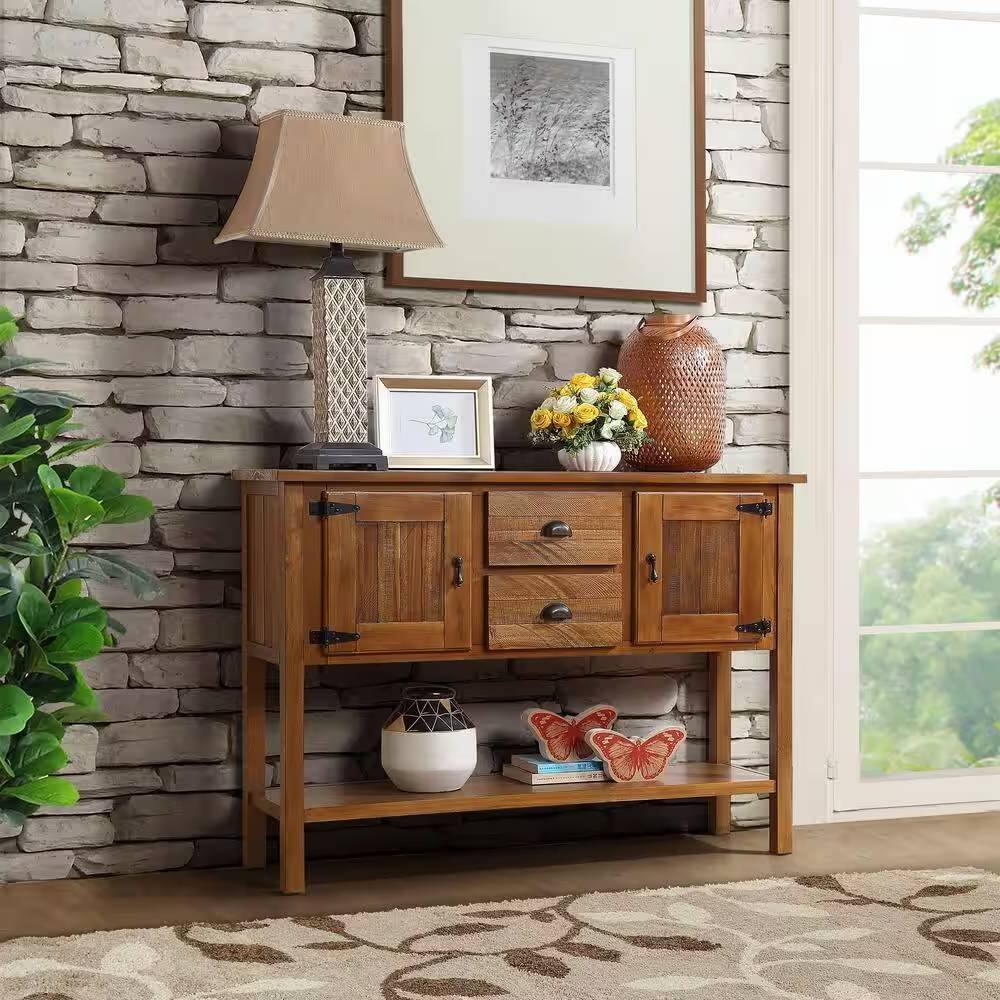 SlickBlue Farm house Console Buffet Table with Solid Wood and Storage ...
