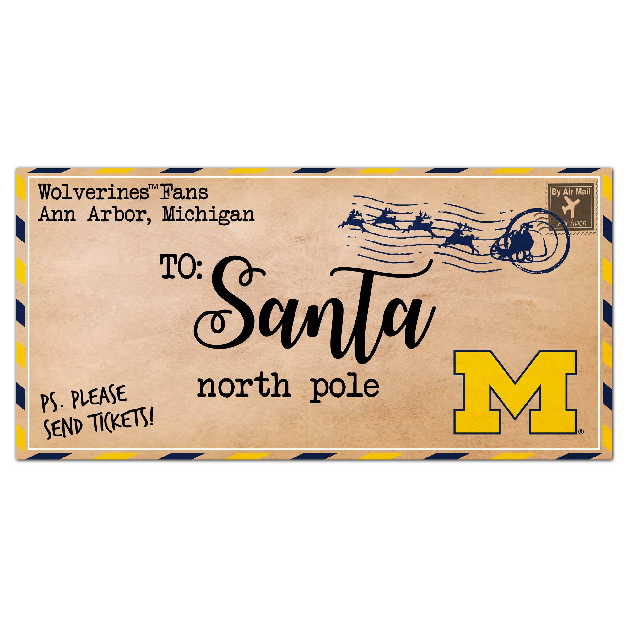 Fan Creations Michigan Wolverines 6'' x 12'' Letter to Santa Sign ...