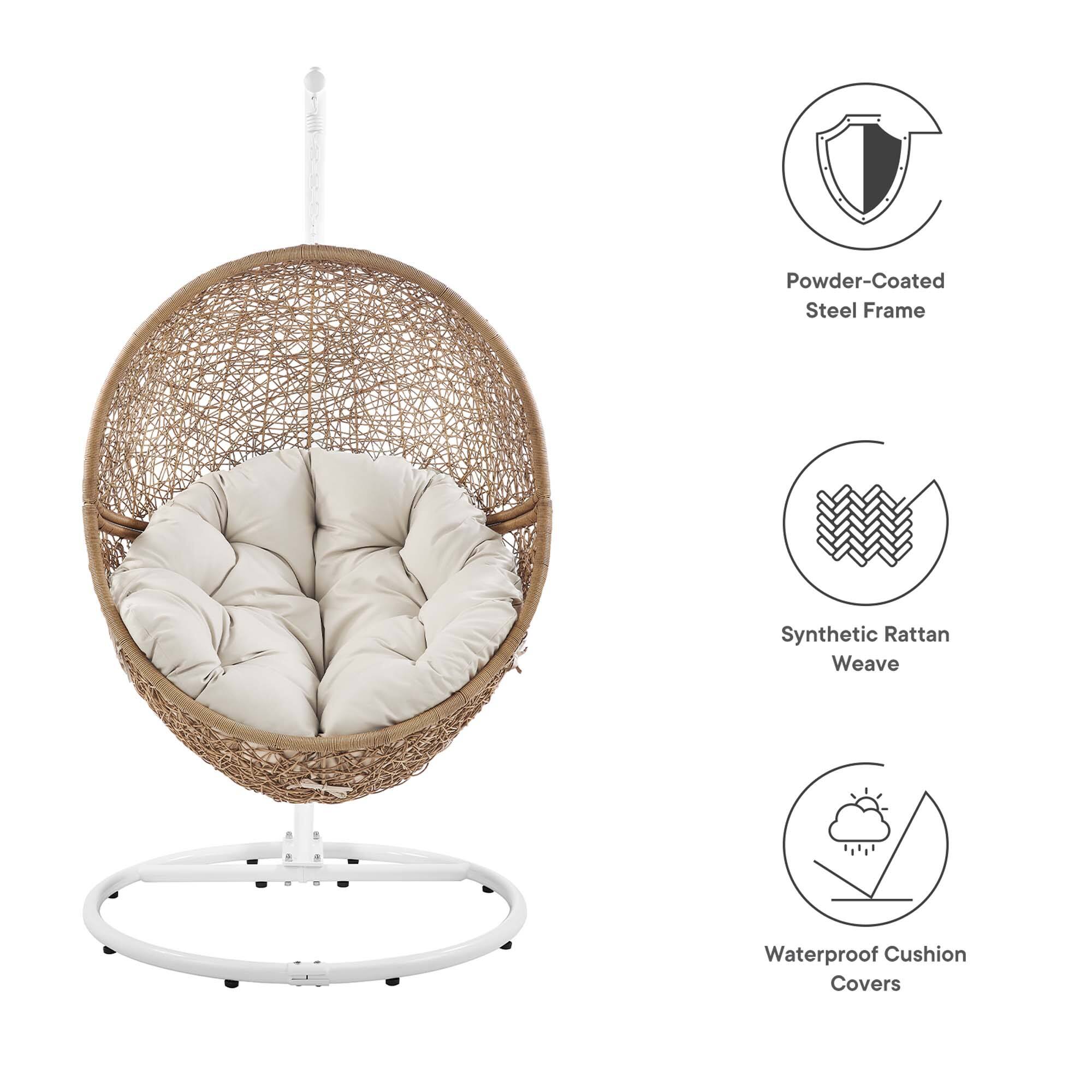 Encase Outdoor Patio Rattan Swing Chair by Modway Cappuccino Beige EEI ...