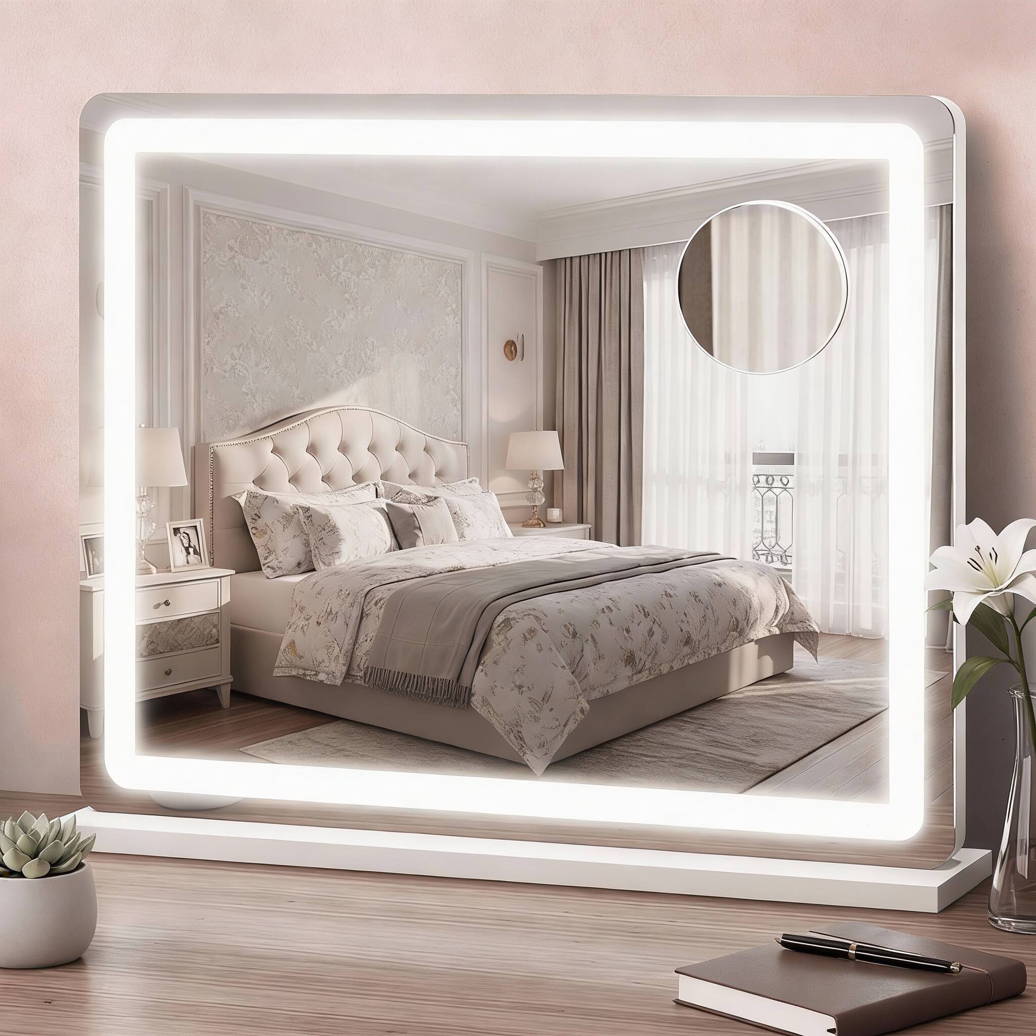 PO3TICJUNKI3 22"x17" LED Vanity Mirror, 3 Color Dimmable Touch, 360 ...