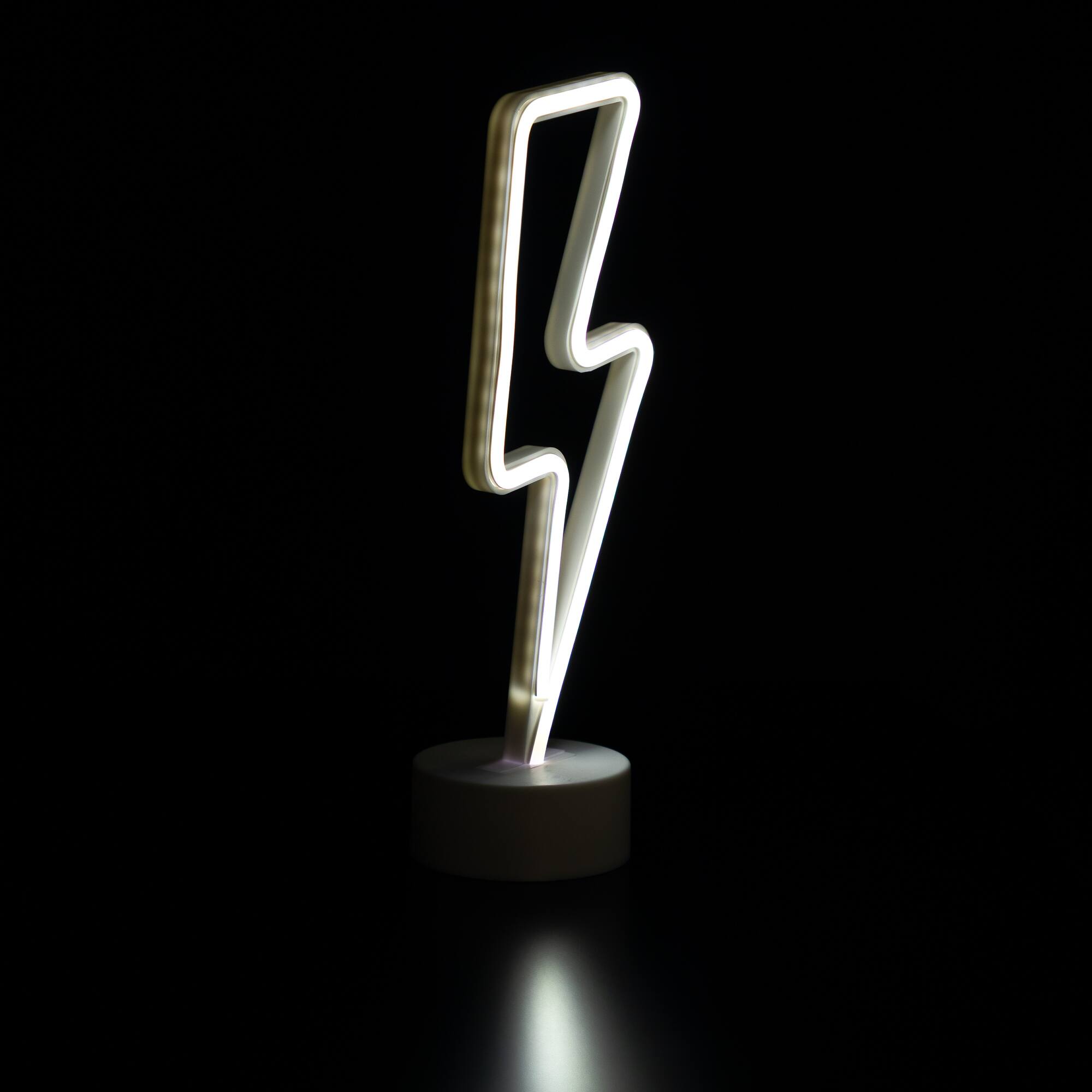 Northlight LED Lightening Bolt Neon Table Light 11.5" White 33377718 ...
