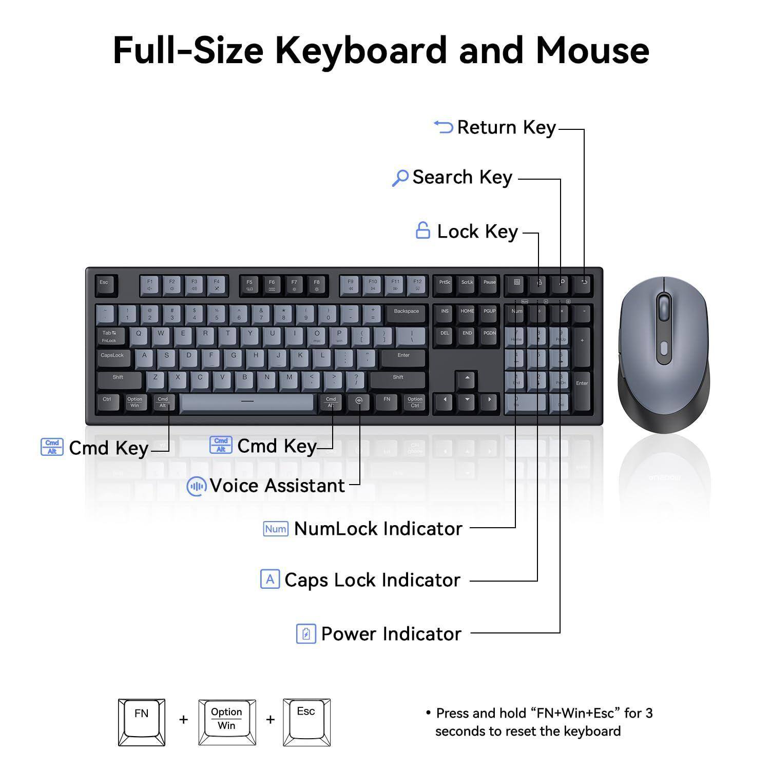 Stamp n Camp Wireless And Mouse Combo Mechanical Feel Full sized ...