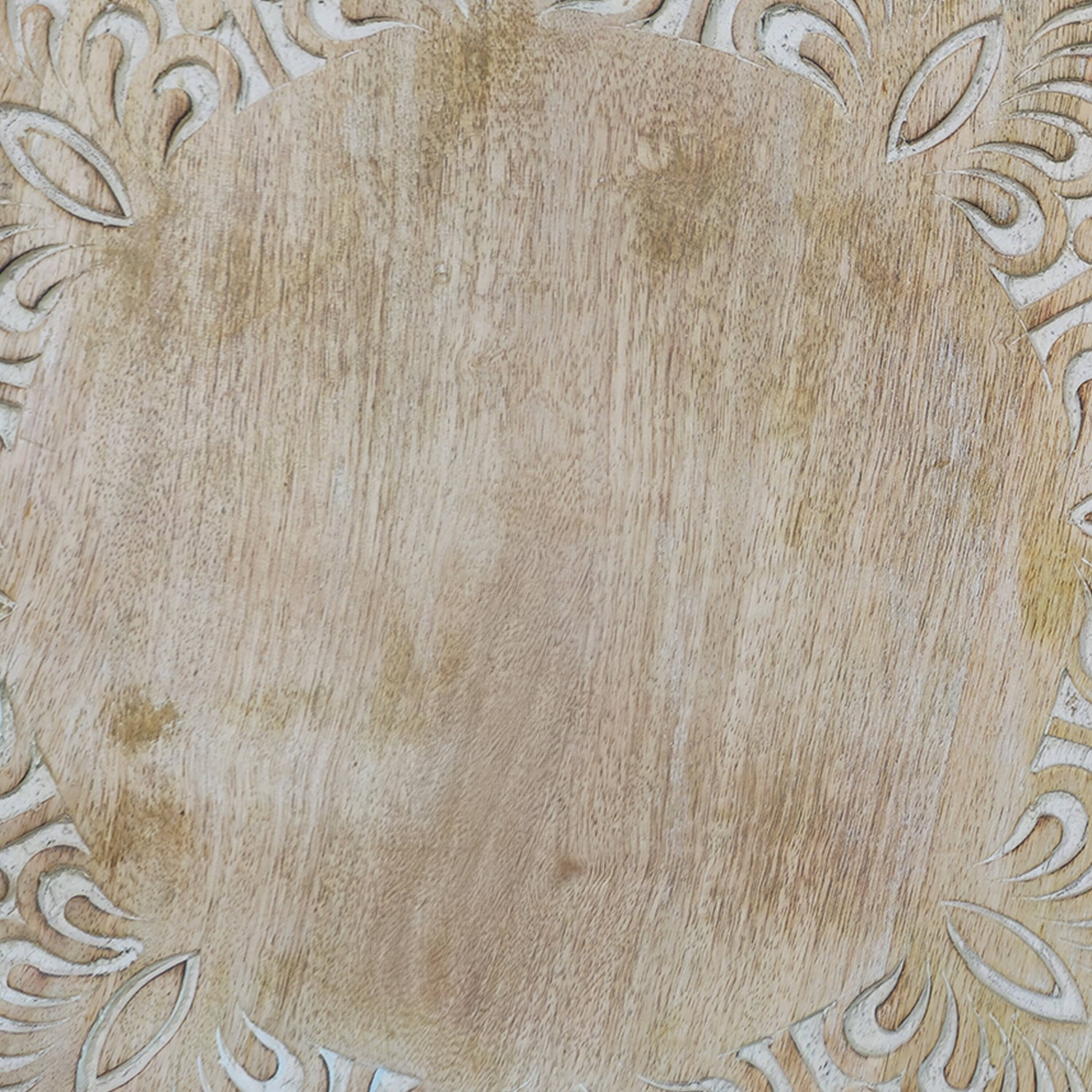 Manhattan Lane Accent Side Table, 24 Inch Round Top, Mango Wood Floral ...