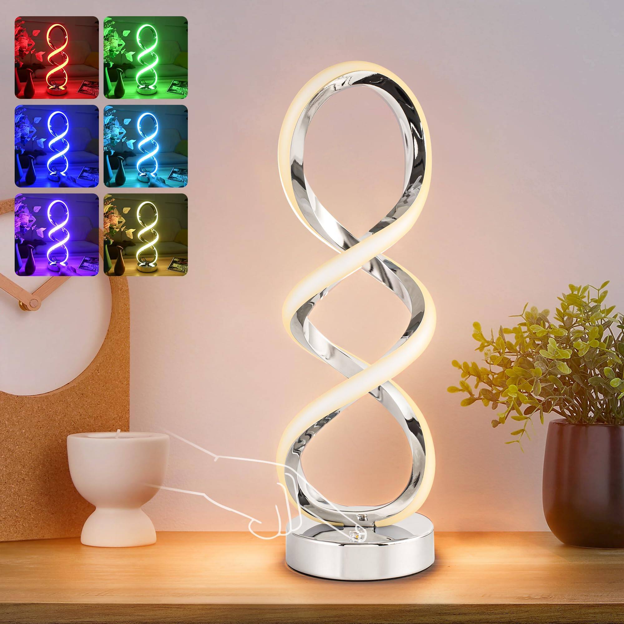 Dazzling Pops Modern Spiral Rgb Table Lamp Touch Dimmable Bedside ...