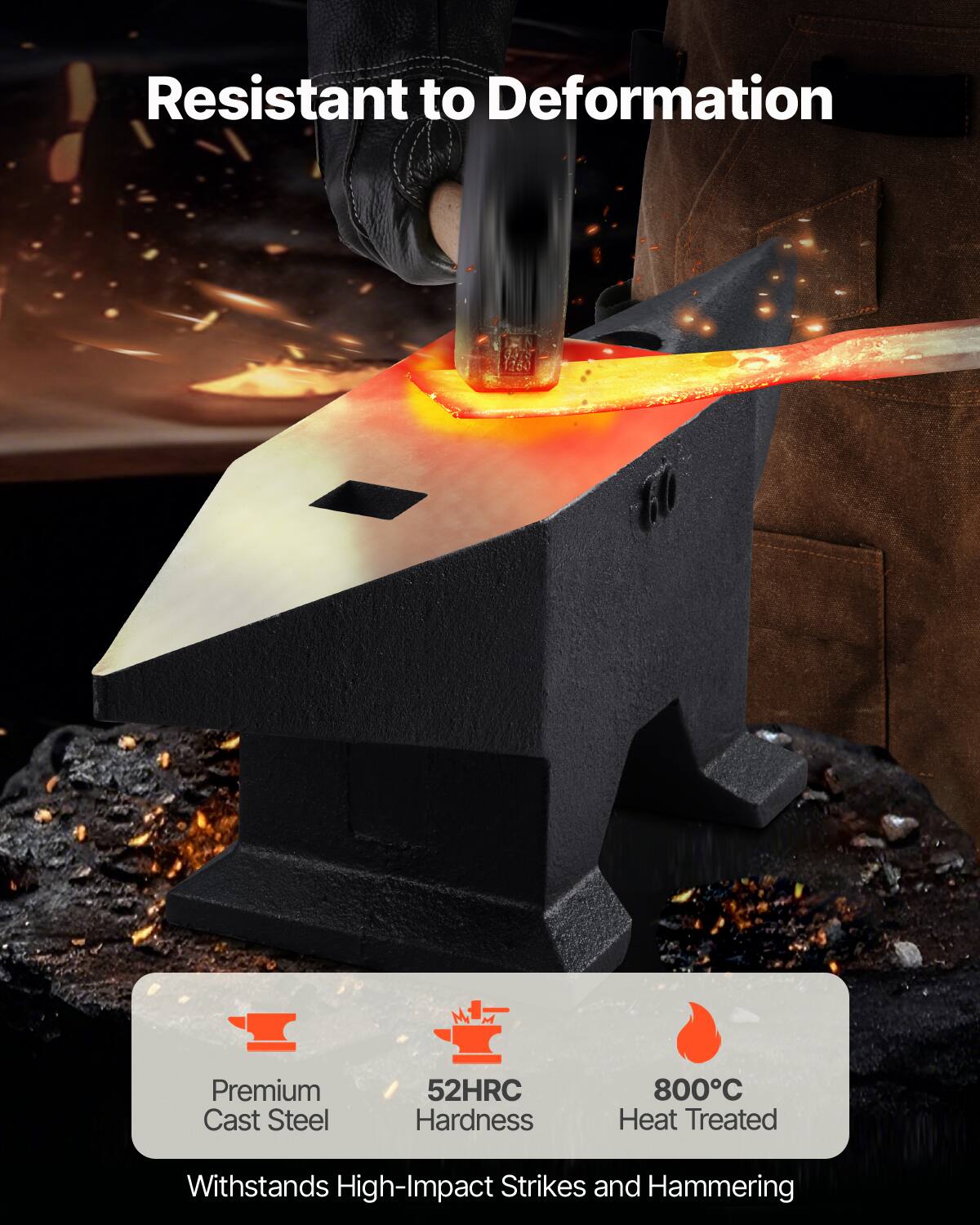 VEVOR Cast Iron Anvil, 22 Lbs/10kg Single Horn Anvil, with Large ...