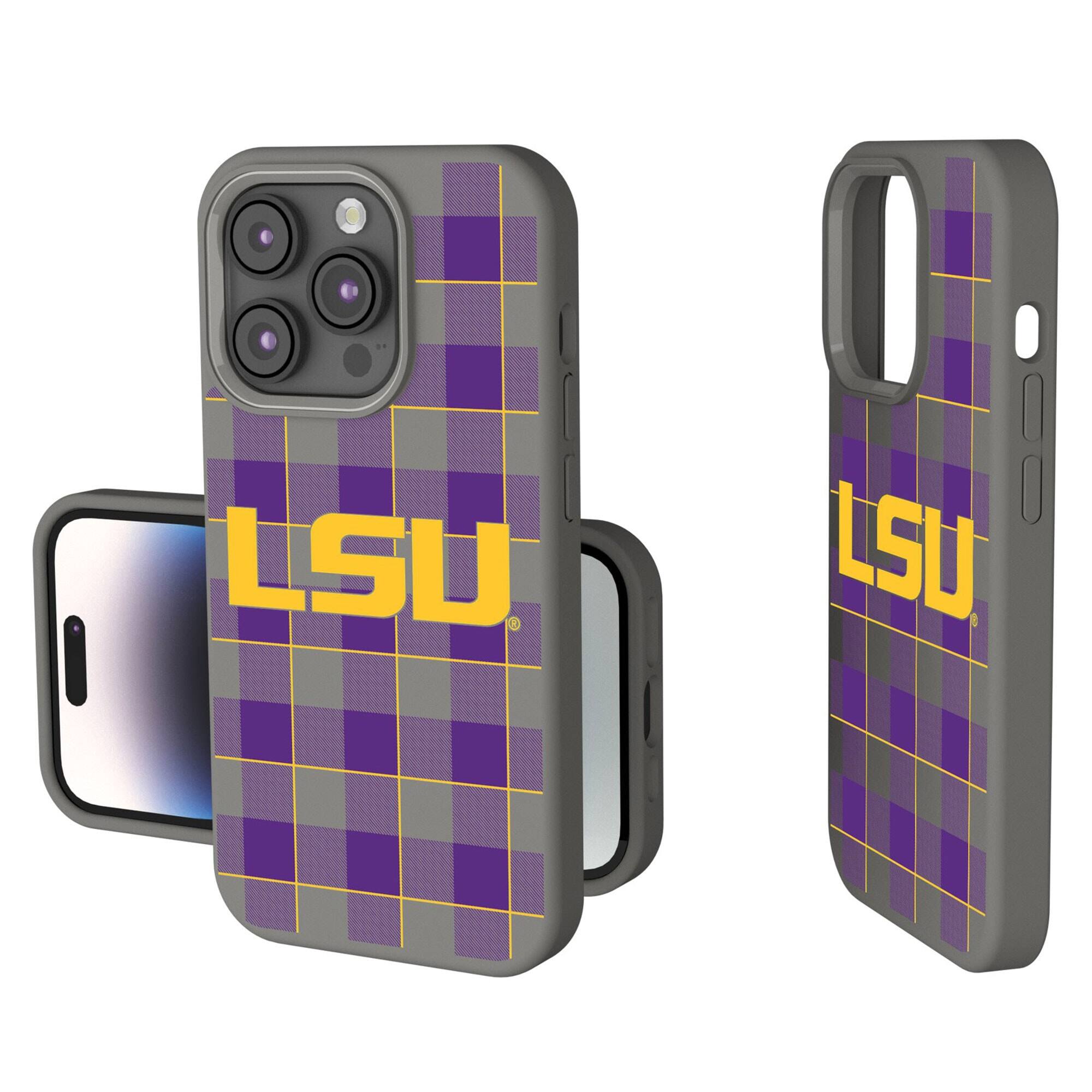 Keyscaper NCAA LSU Tigers Plaid Soft Touch iPhone Case 14 Pro Max Gray ...