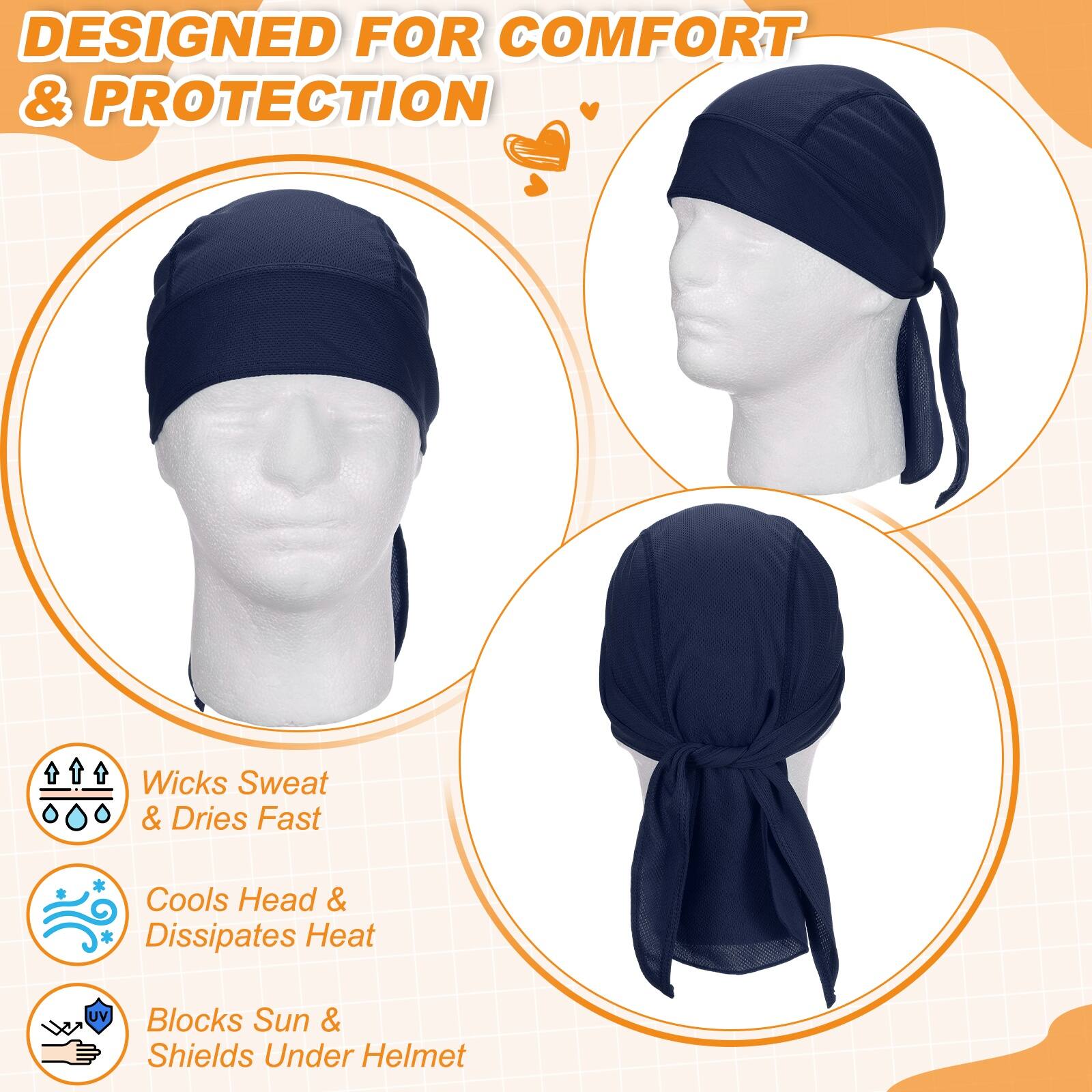 Unique Bargains Cooling Do Rags, Sweat Wicking Skull Caps, Breathable ...