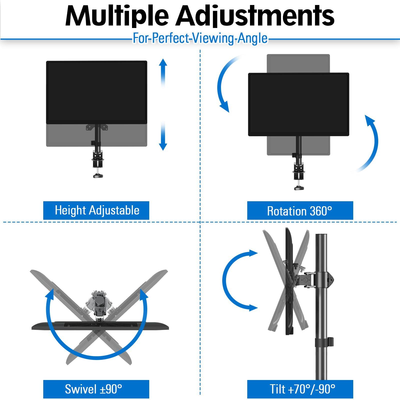 Hirose Alice Single Monitor Mount Adjustable Stand For Max 32 Inch Flat ...