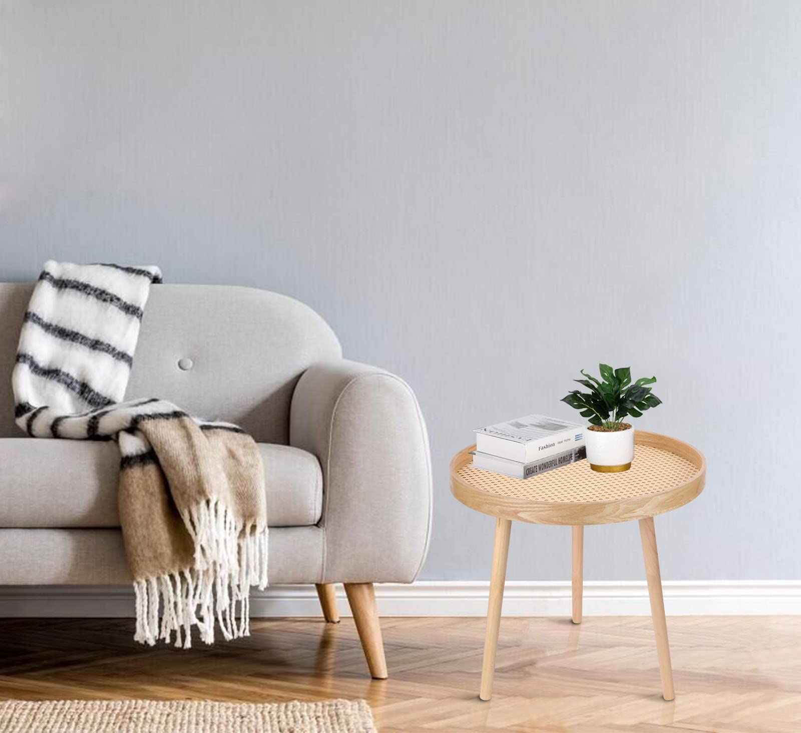 JETRANSPORT Round Coffee Table Set Of 2 Boho Tables Small Mid Century ...