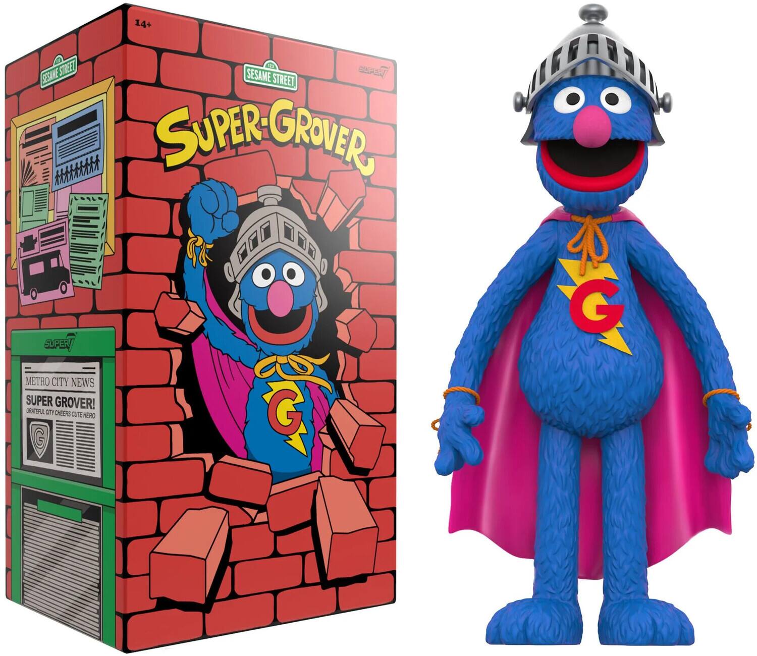 Super7 Sesame Street Supersize Vinyl Figure Super Grover Collectibles ...