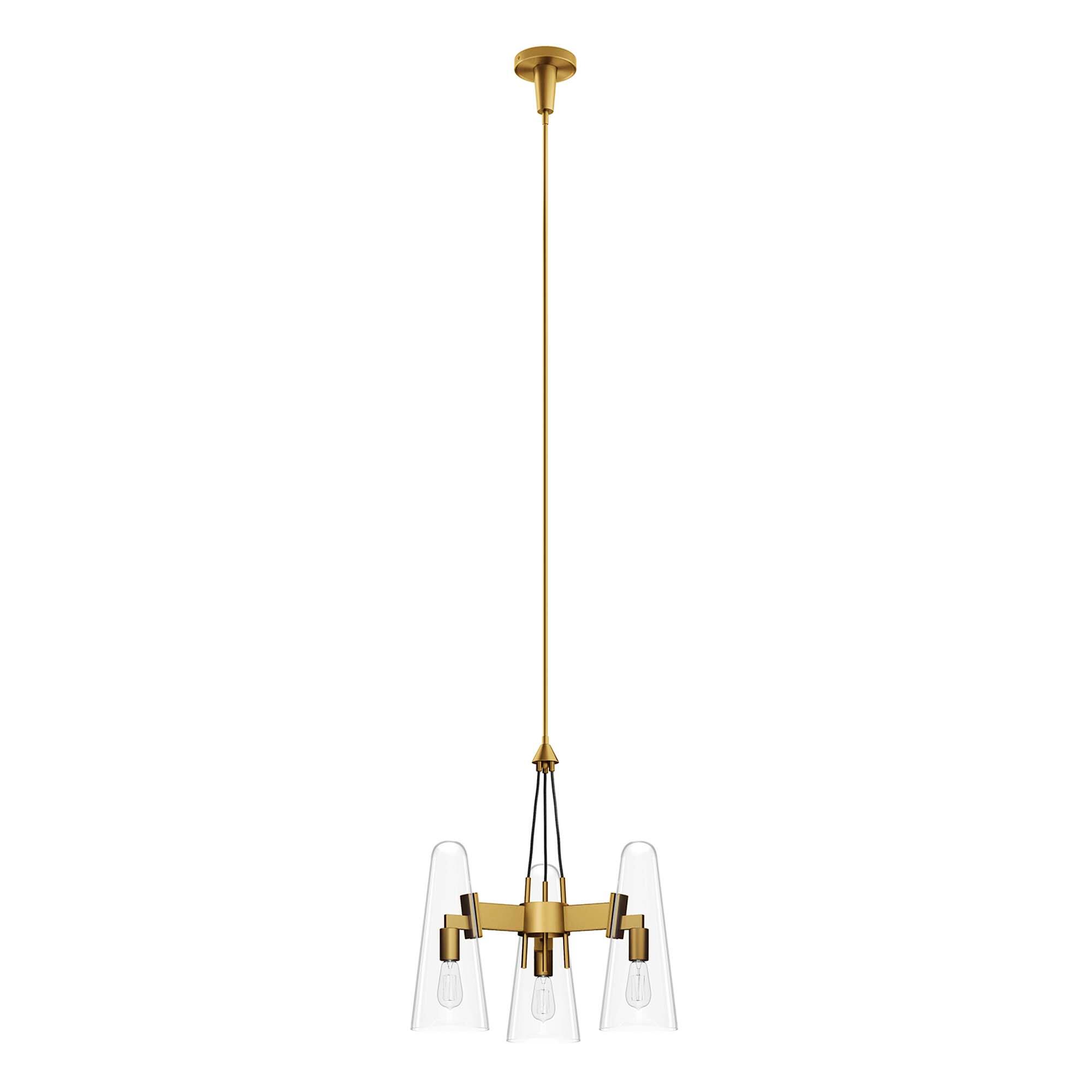 Beacon 3 Light Pendant Light by Modway Clear Satin Brass EEI-5647-CLR ...