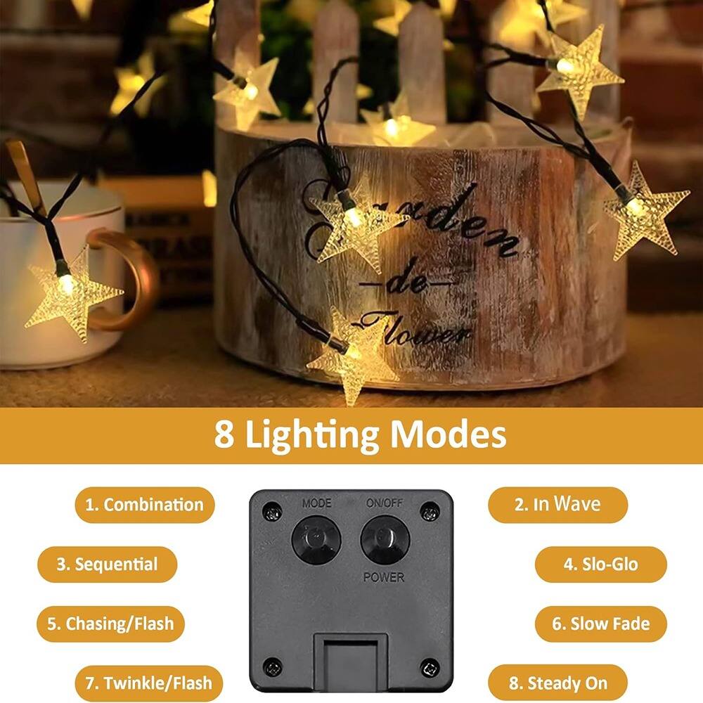 RTMB 38 foot Solar Star String Lights with 8 Lighting Modes for Camping ...