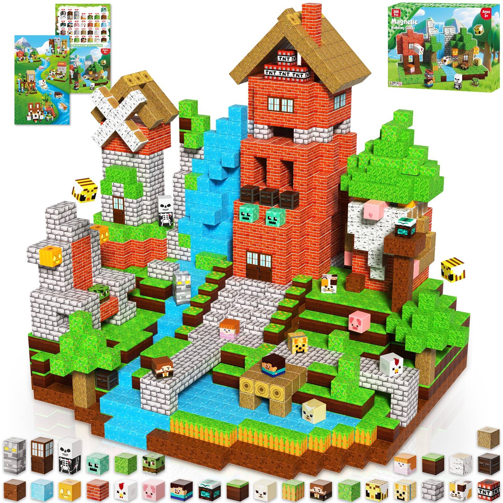 EZTW1 200pcs Magnetic Blocks Building Cubes Game Stacking Forest Set ...