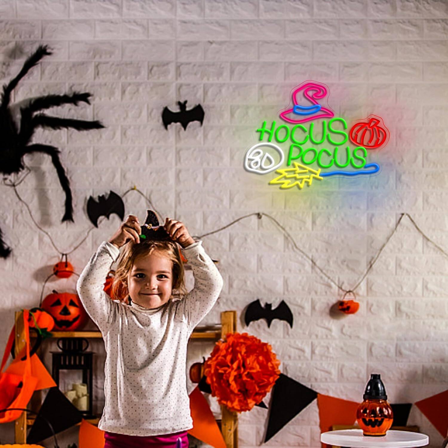 Auledio Hocus Pocus Halloween Neon Sign for Wall Decor Mysterious Witch ...