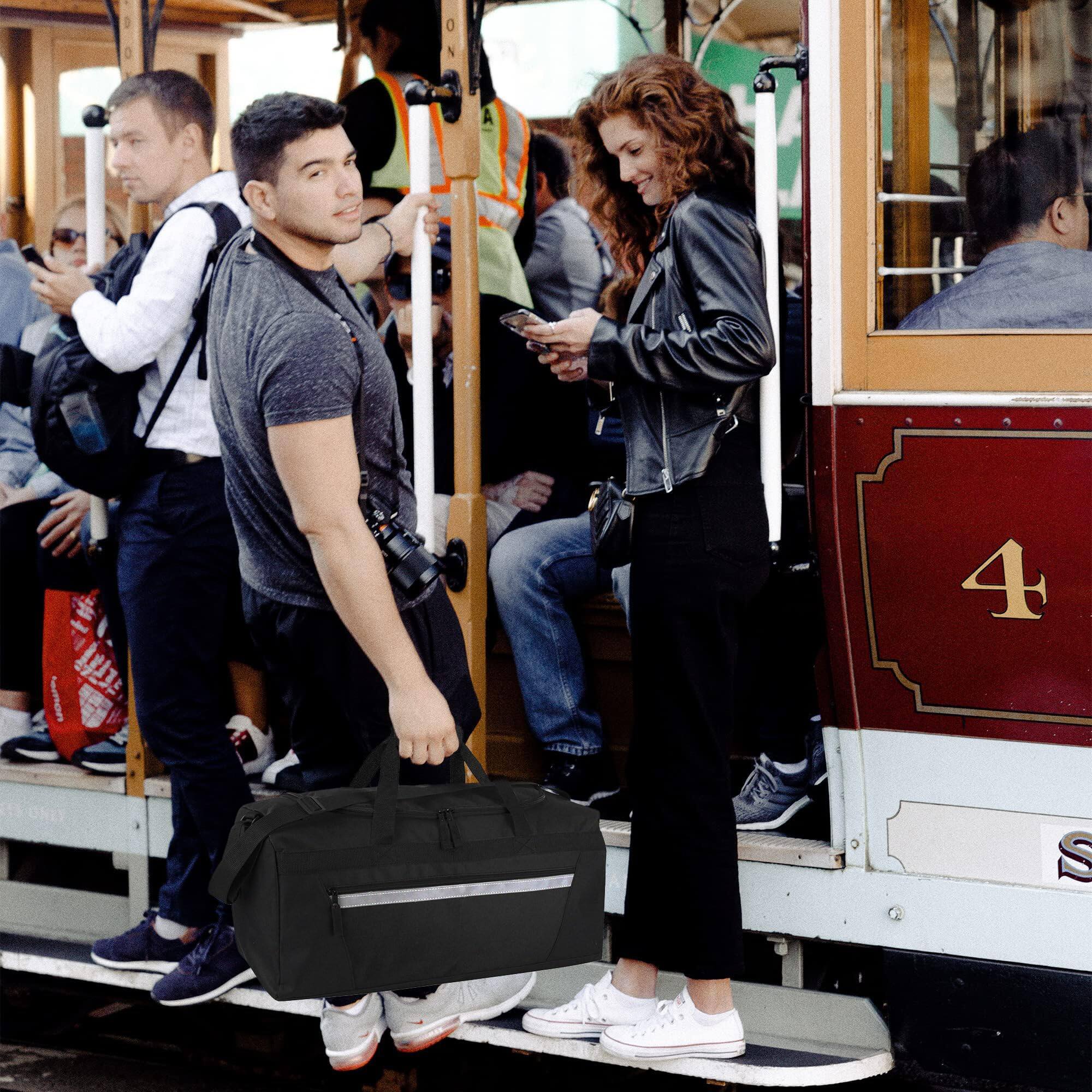 Fabibe 40 Liter 22 Inch Reflective Duffle Bag With Shoulder Strap For ...