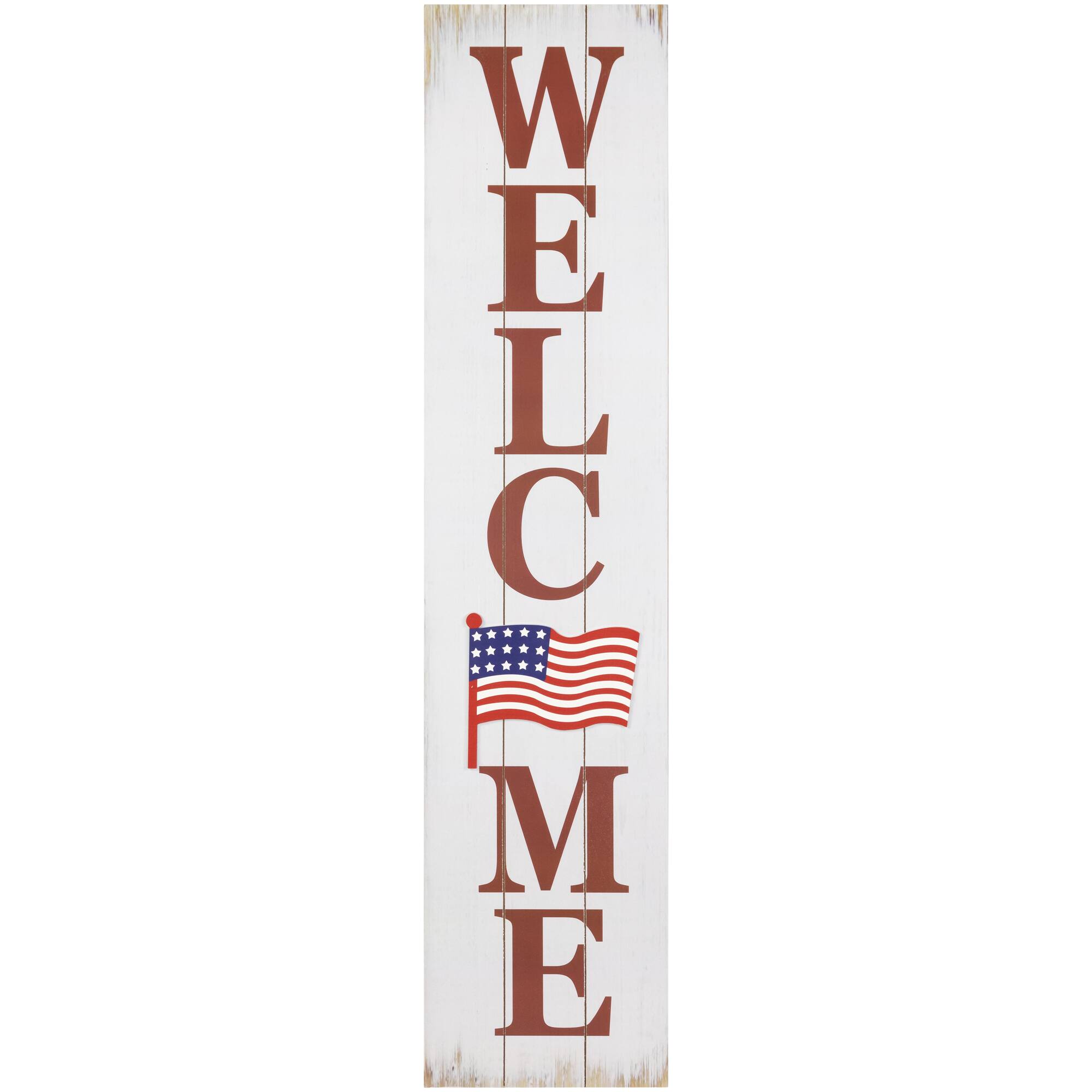Northlight Welcome USA Flag Americana Wooden Porch Board Sign ...
