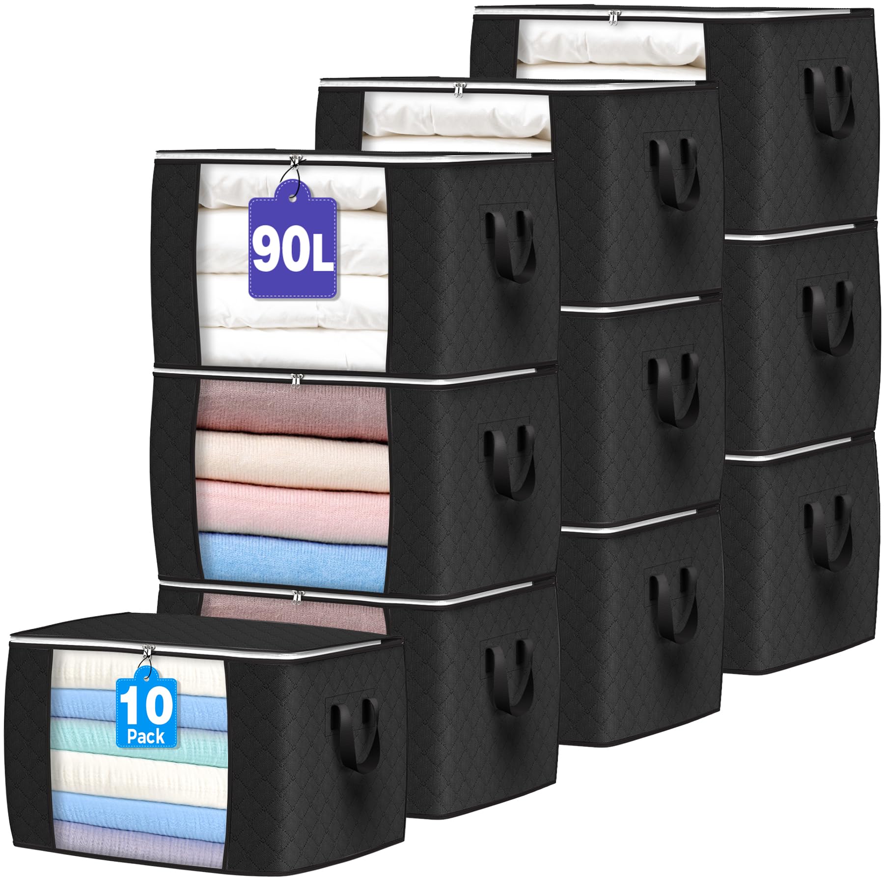 Dazzling Pops 90 Storage Bags, 6 Pack Clothes Storage Bins Foldable ...