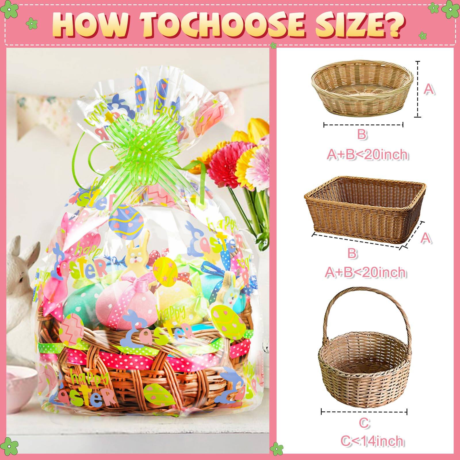 Paradigms Interiors 10 Easter Basket Bags Inch Large Cellophane With ...