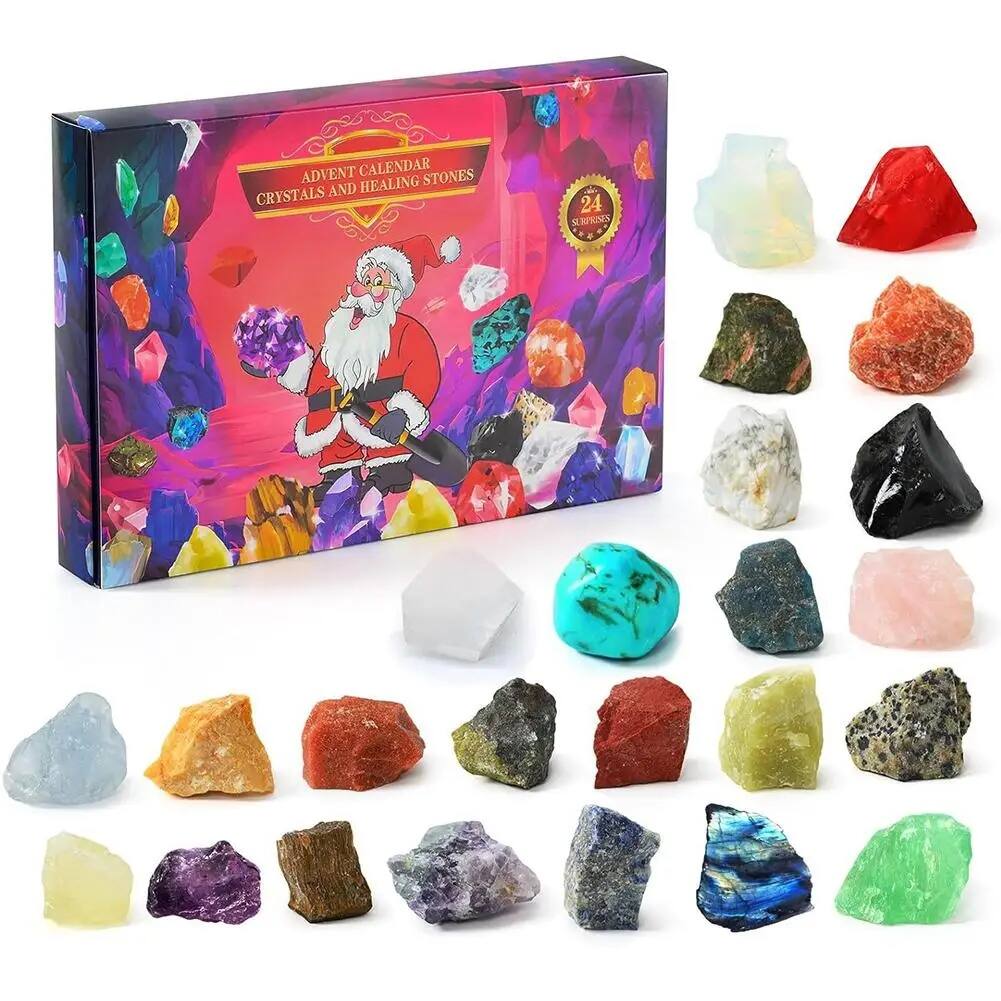 Auledio Advent Calendar Natural Crystal Gemstones Collection Box 24 ...