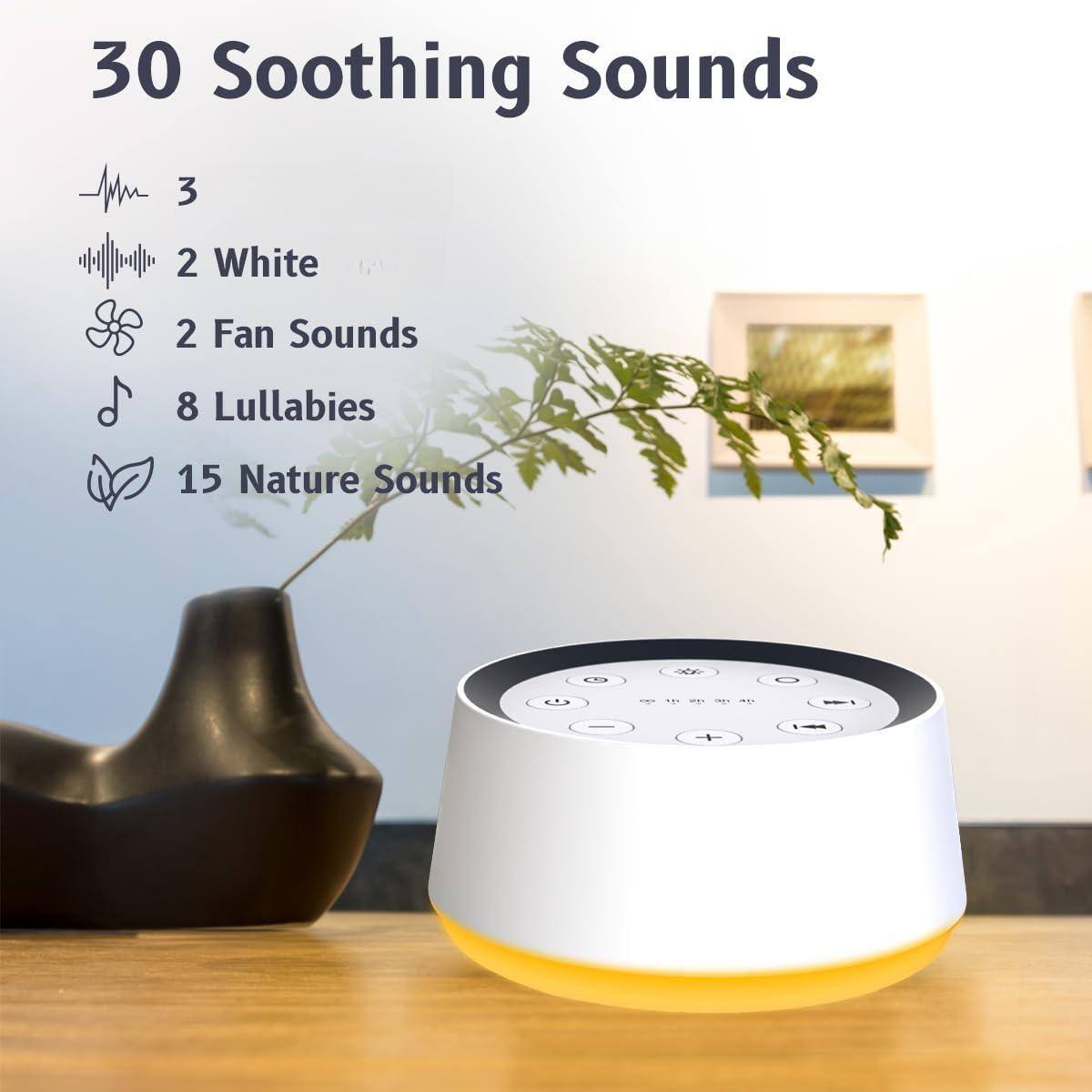 Cozy Serene Night Light Light Brown Noise Sound Machine With 30 Sounds ...