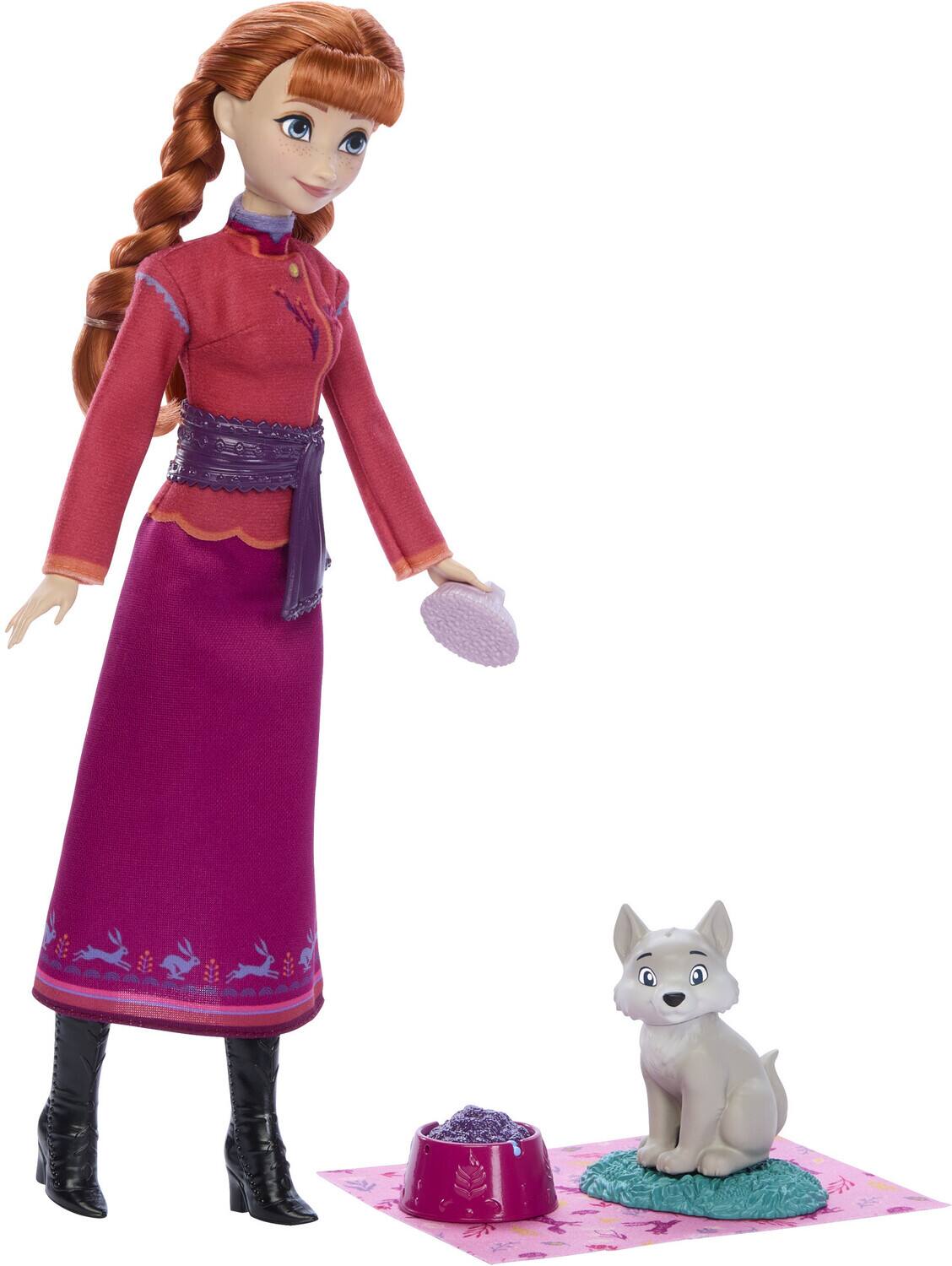 Mattel Disney Frozen Anna Doll & Wolf Cub Set Collectibles Multicolor ...